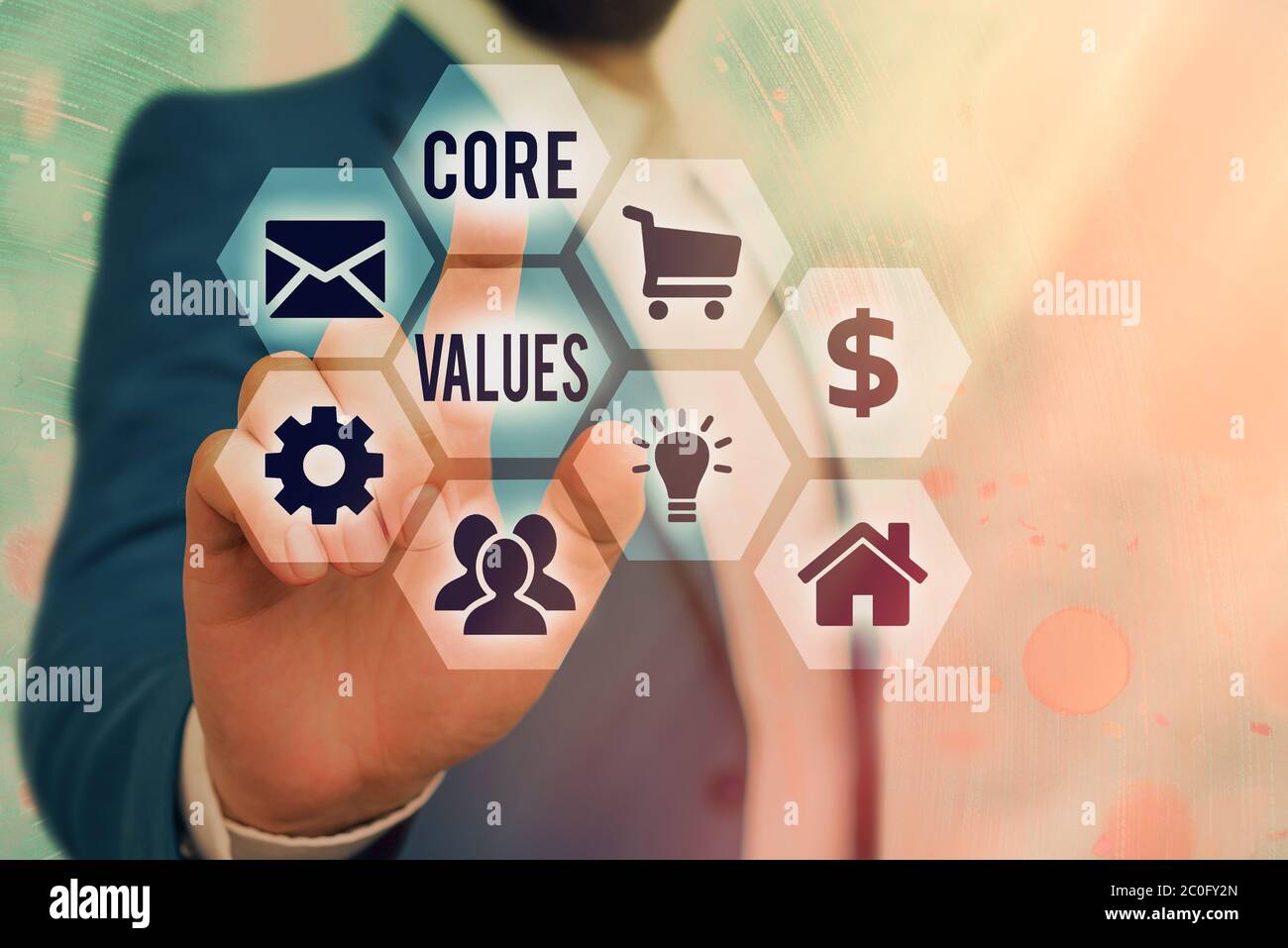 Writing note showing Core Values. Business concept for principles which ...