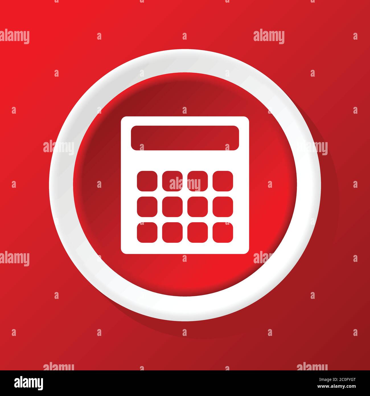 Calculator icon on red Stock Photo - Alamy