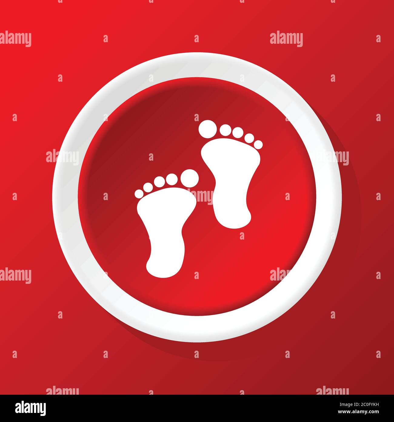Footprint icon on red Stock Photo - Alamy