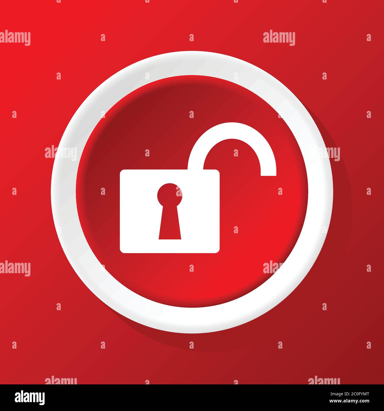 Unlocked icon on red Stock Photo - Alamy