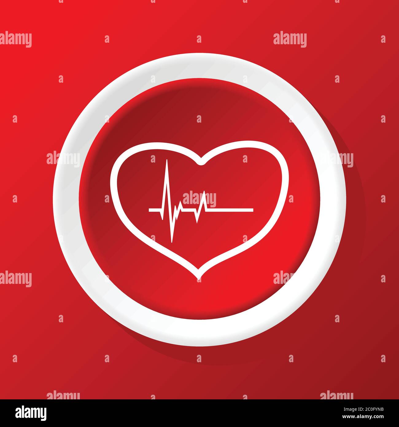 Beating heart icon on red Stock Photo - Alamy