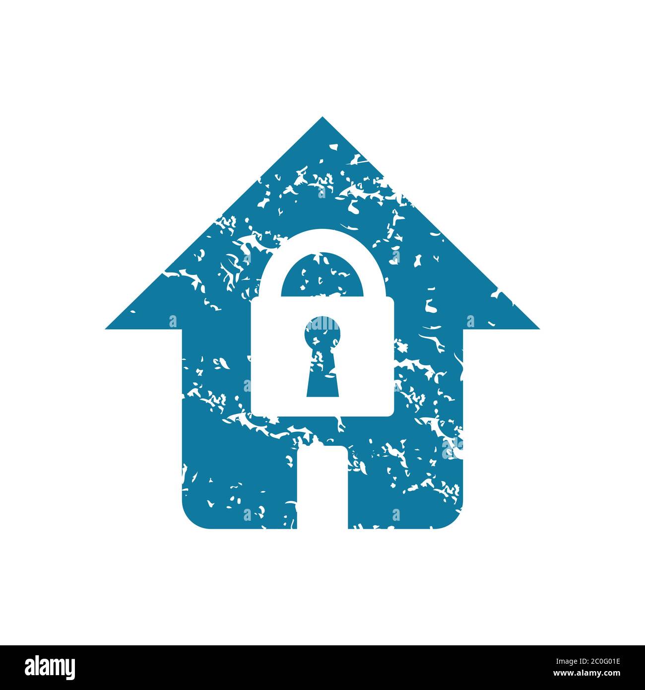 Grunge locked house icon Stock Photo - Alamy