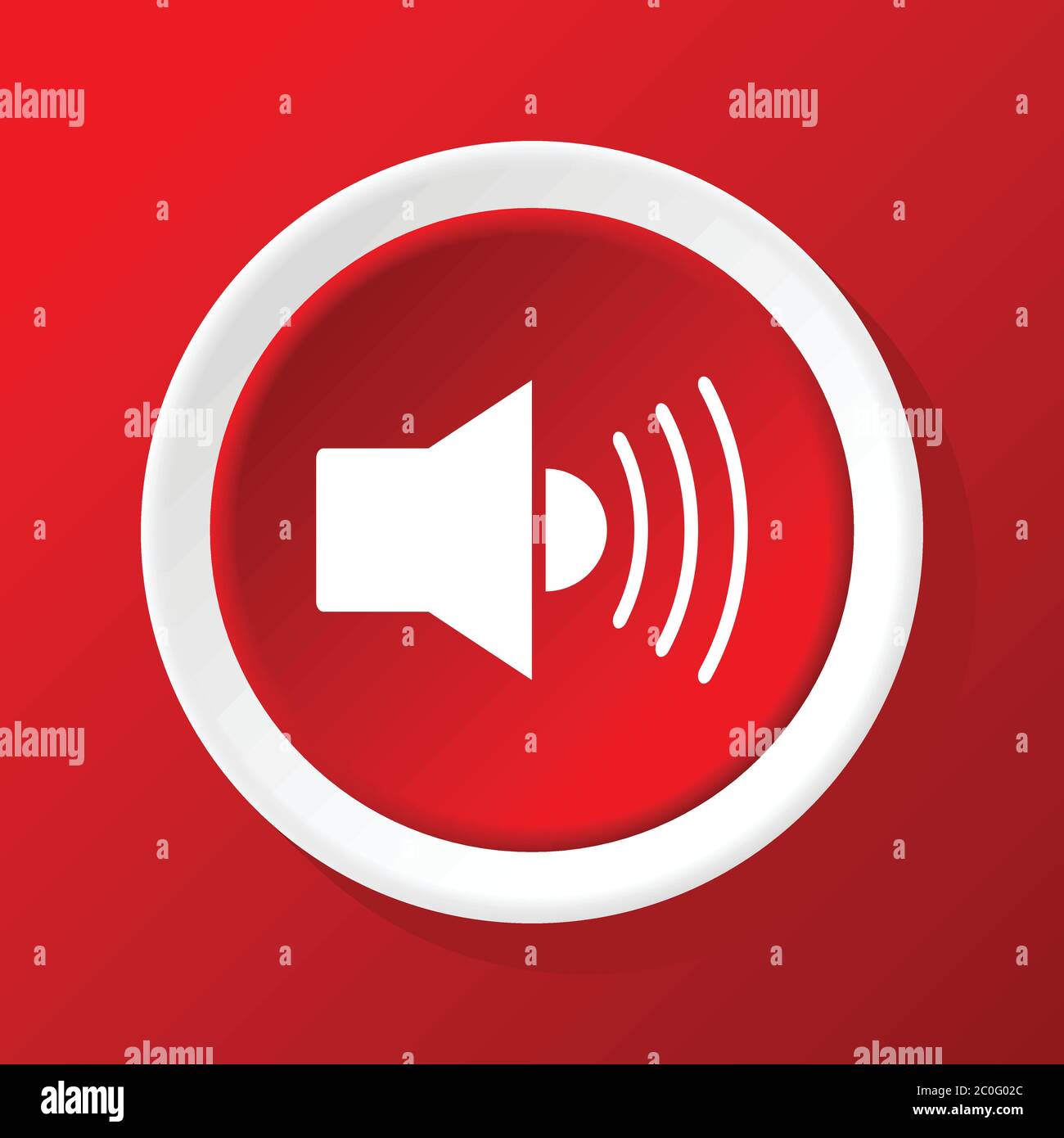Loudspeaker icon on red Stock Photo - Alamy