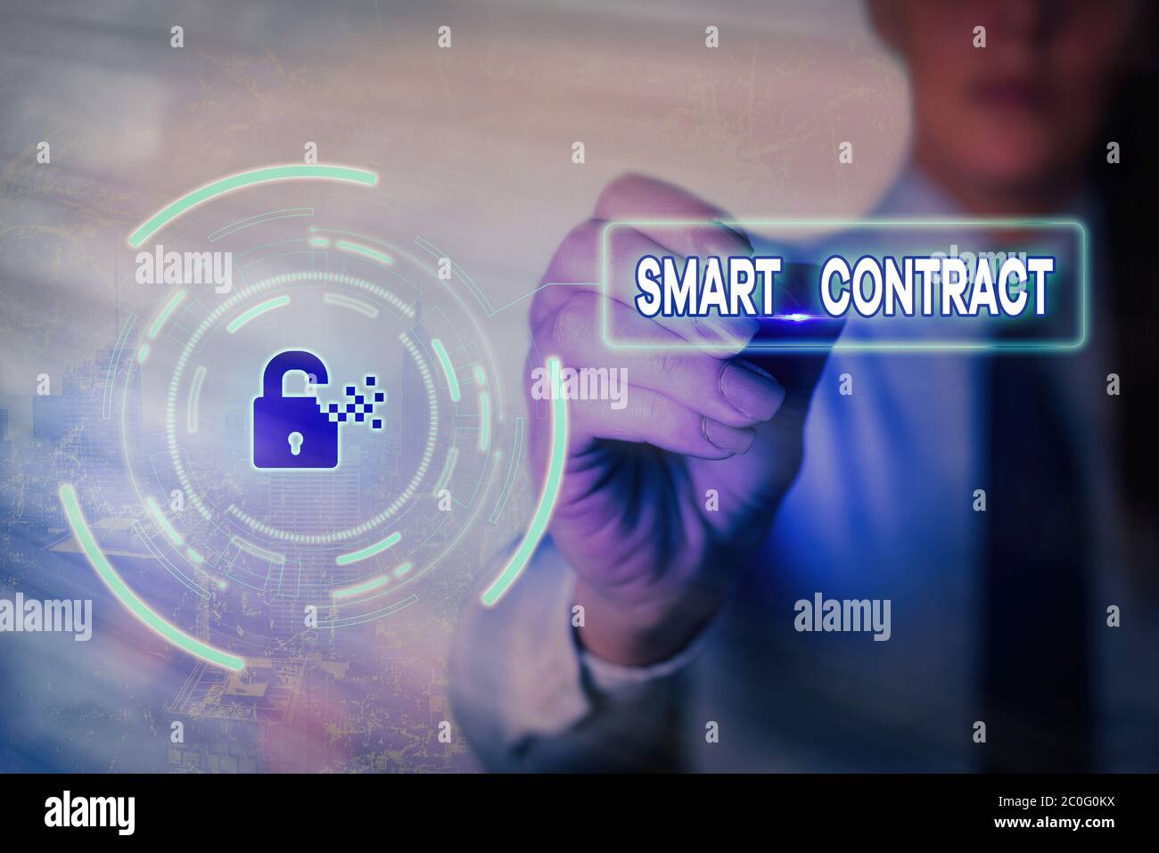 Conceptual hand writing showing Smart Contract. Concept meaning digital ...