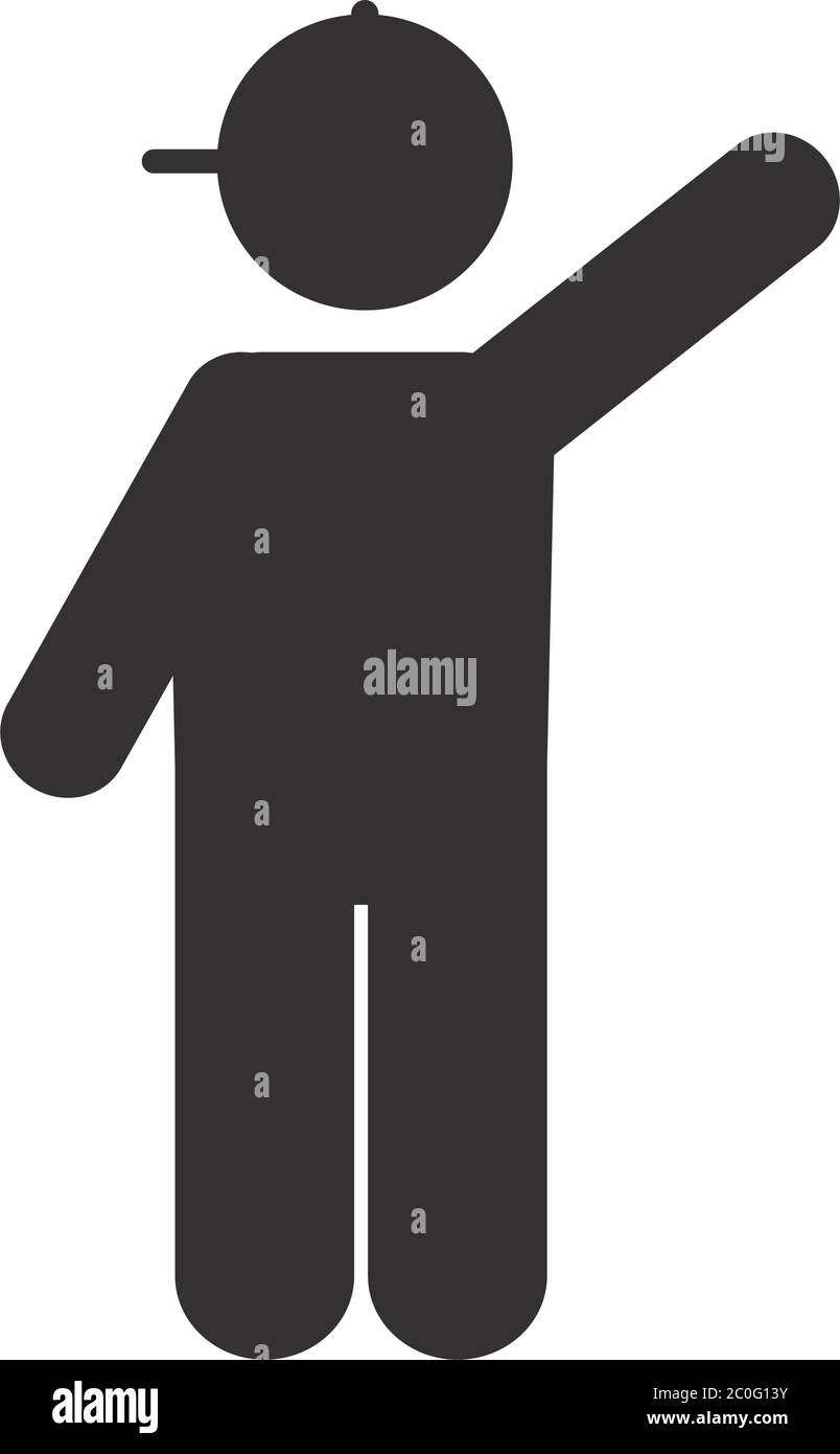pictogram boy waving icon over white background, silhouette style ...