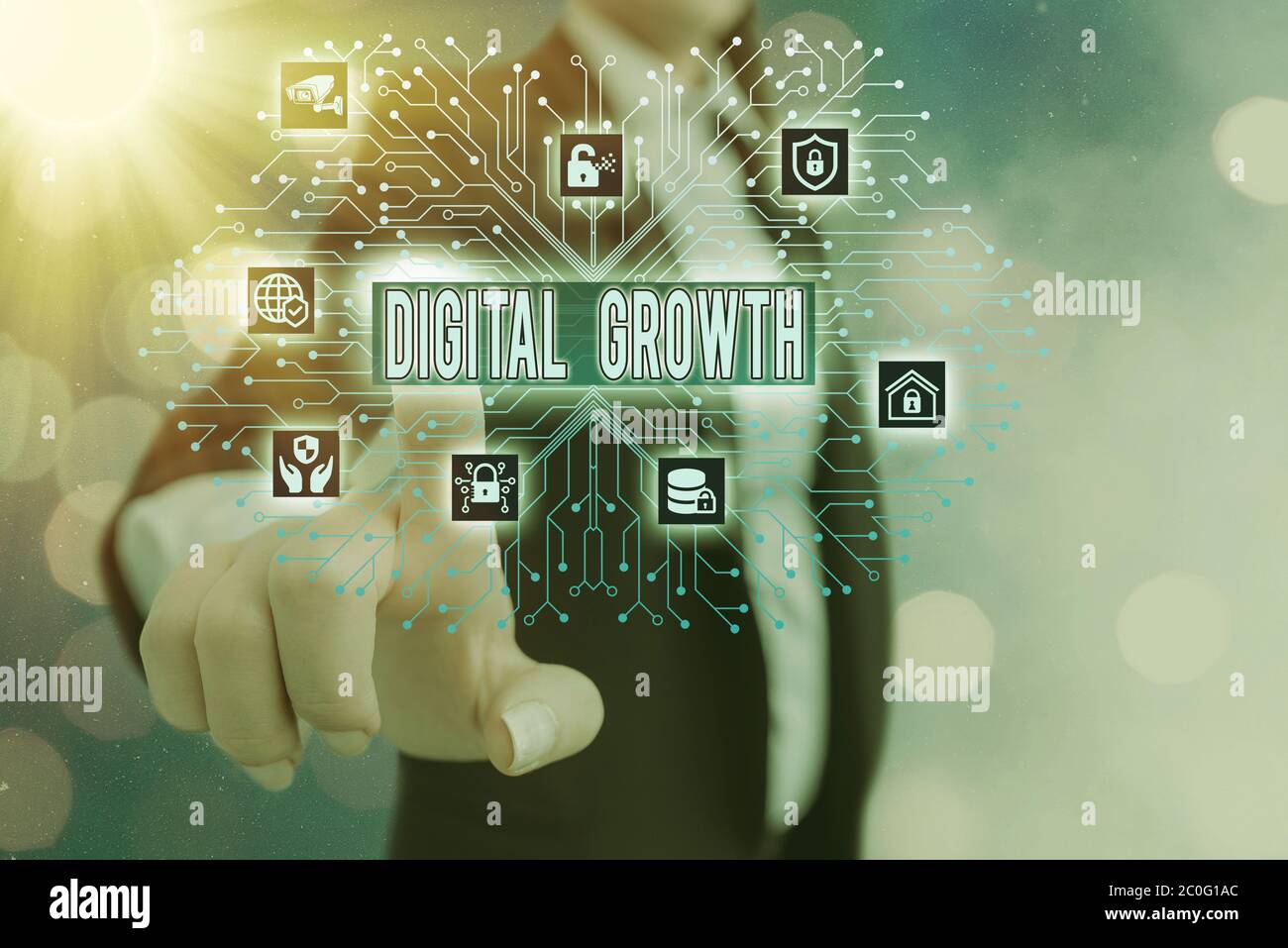 Writing note showing Digital Growth. Business concept for early stages ...