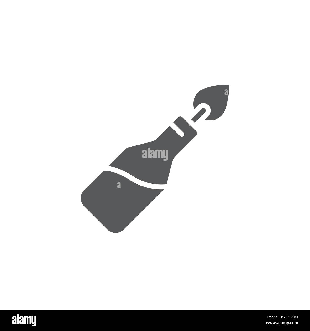 Fire cocktail bottle or molotov vector icon symbol weapon isolated on ...