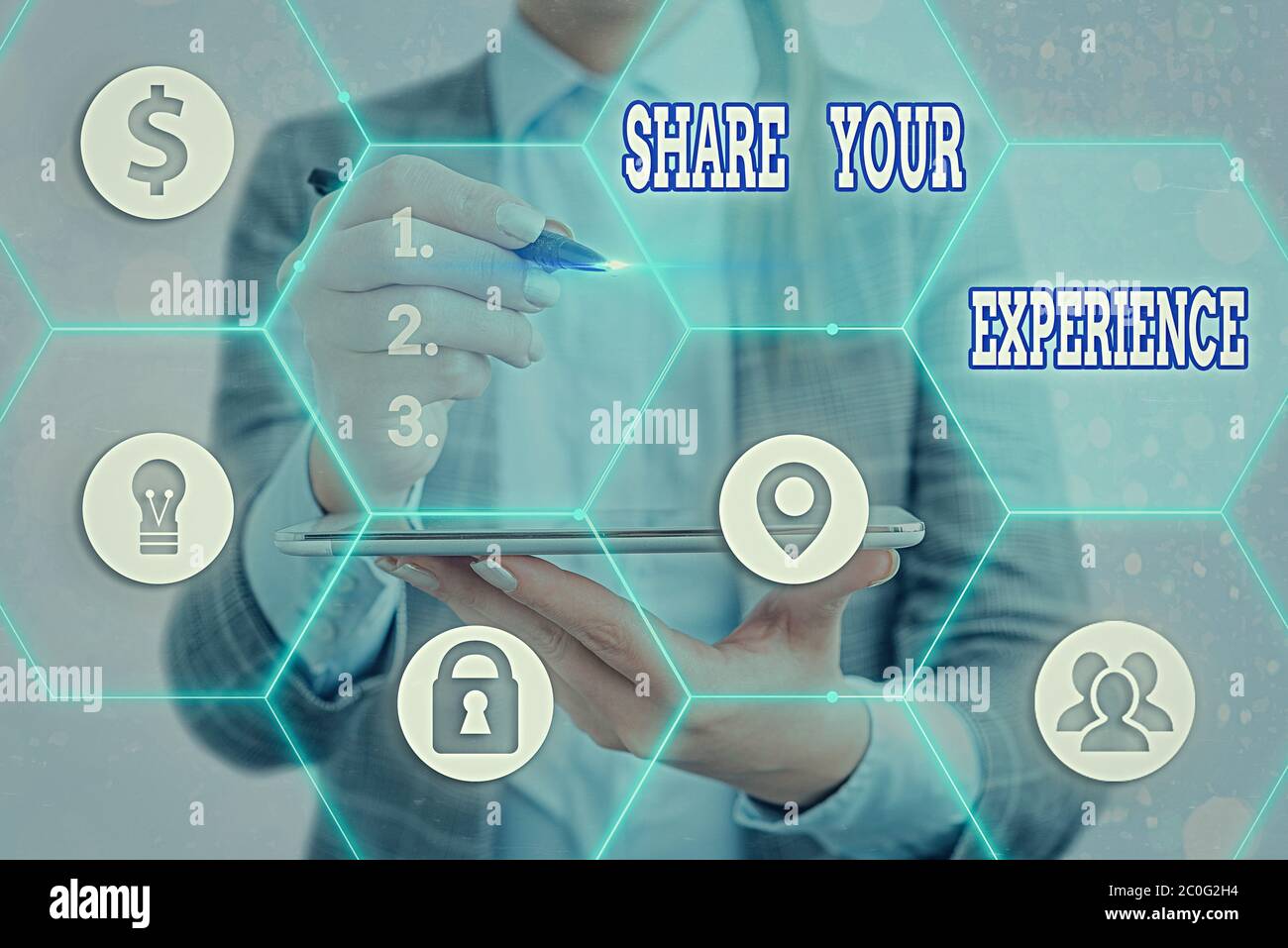 Writing note showing Share Your Experience. Business concept for tell ...