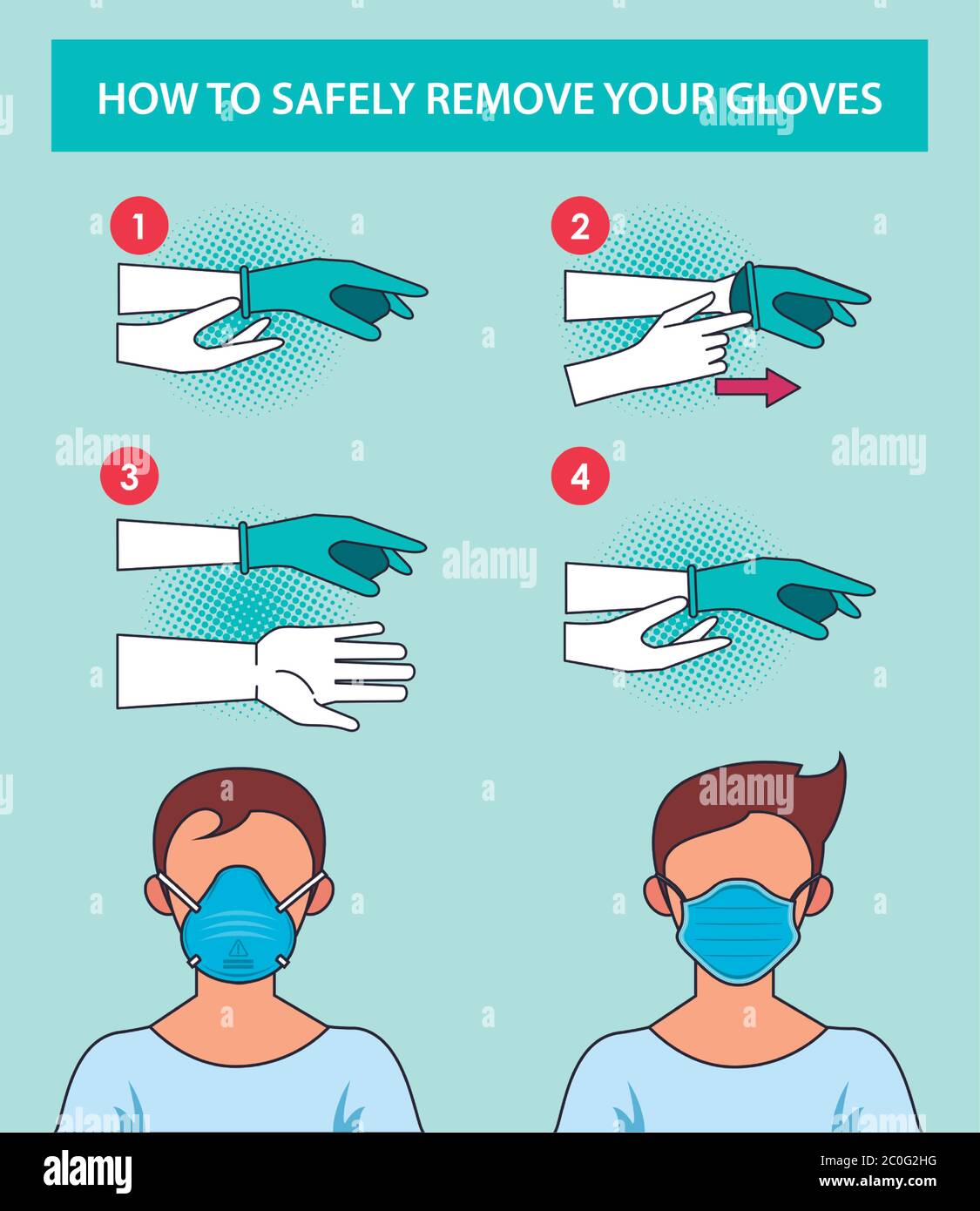 how to remove the gloves covid19 infographic vector illustration design ...
