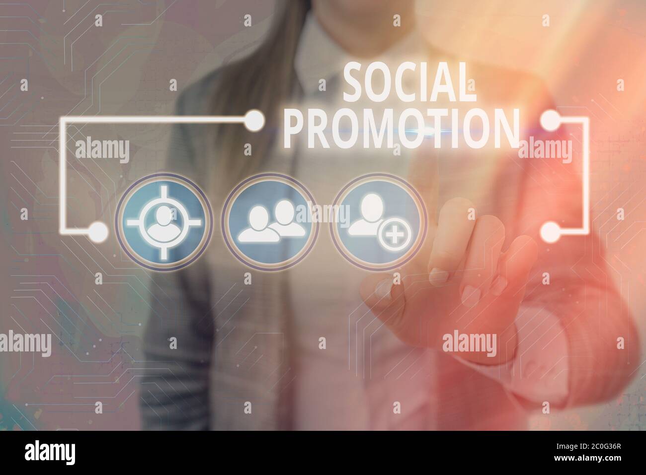 Text sign showing Social Promotion. Business photo showcasing promoting ...