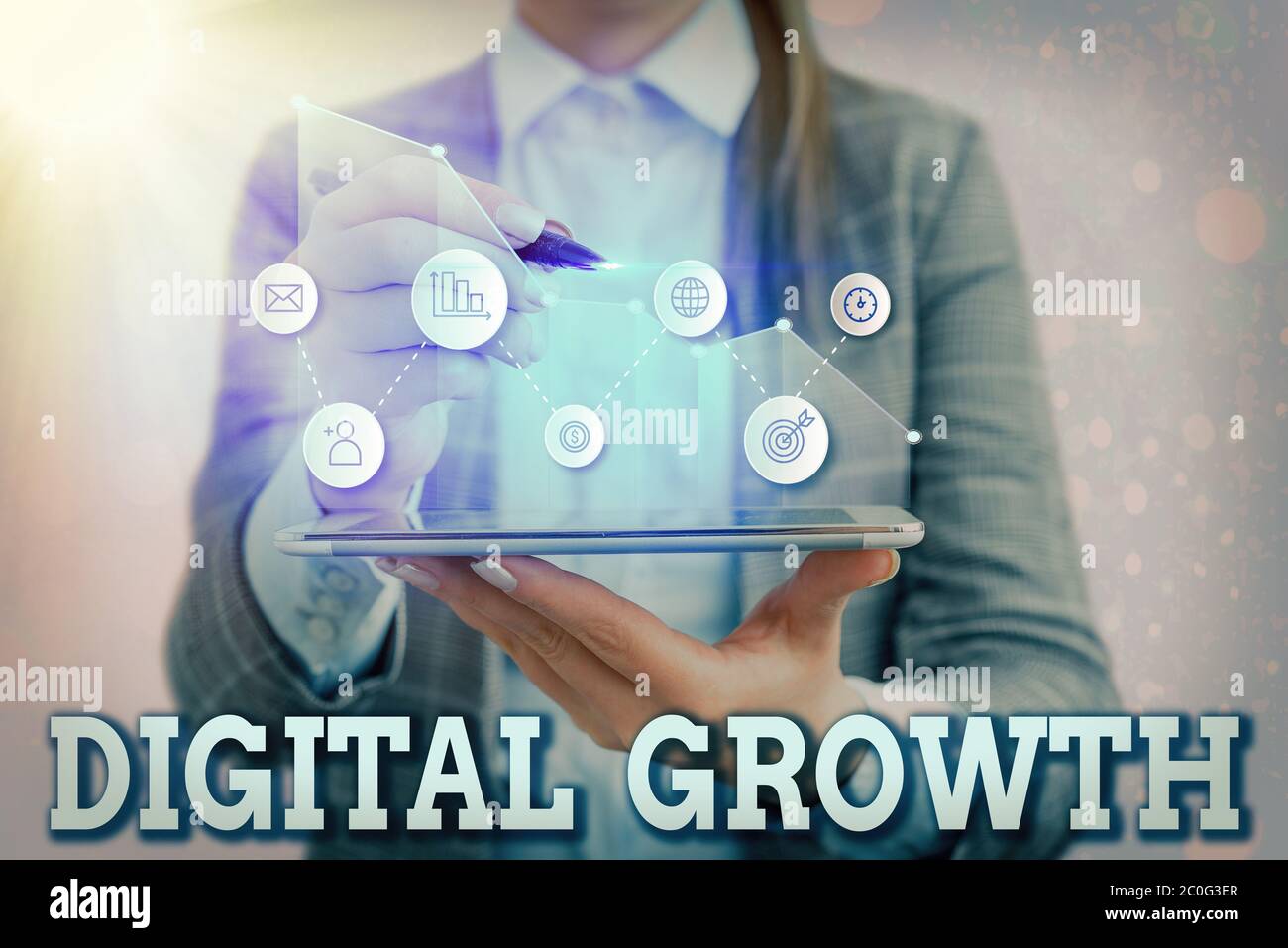 Writing note showing Digital Growth. Business concept for early stages ...