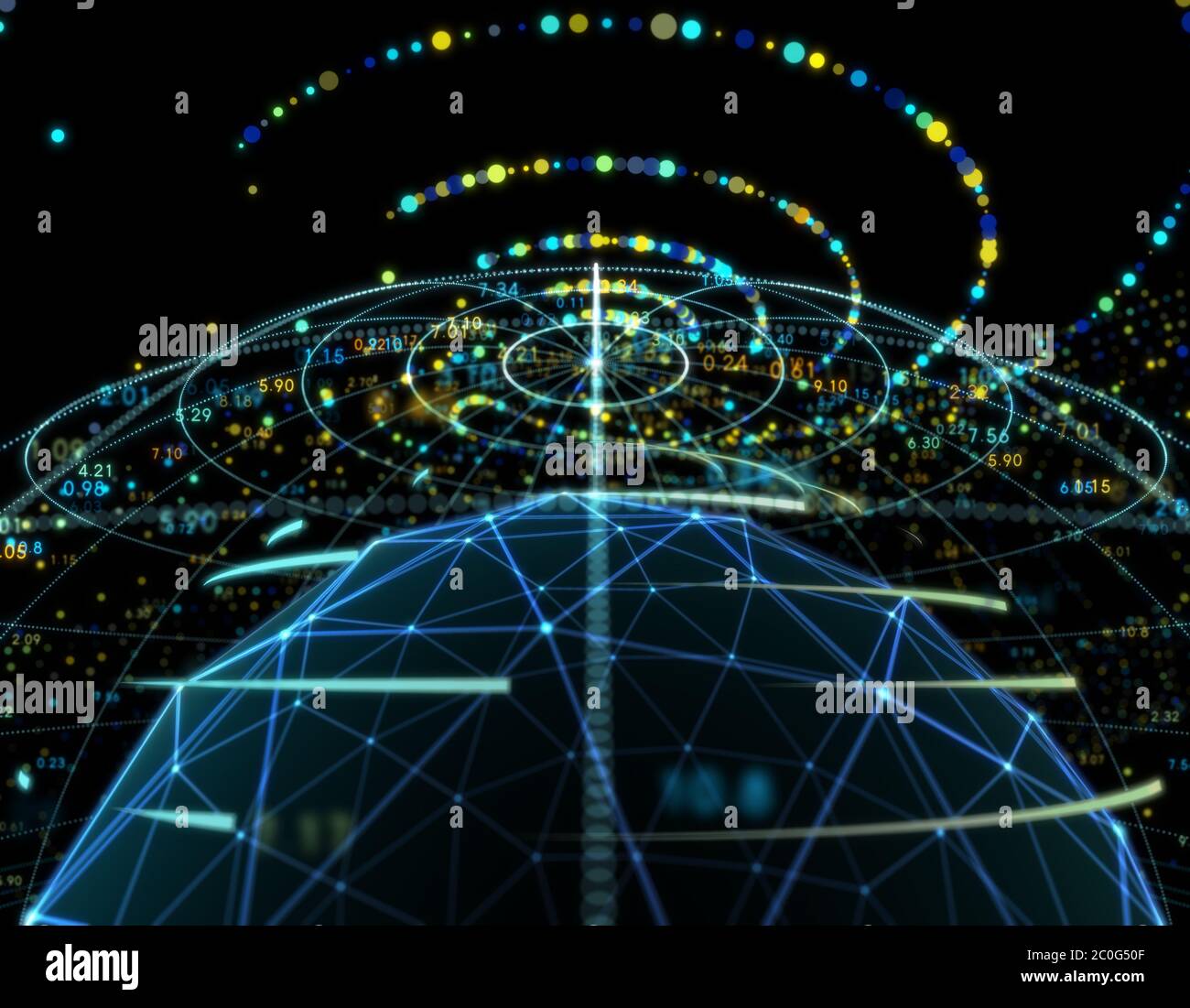 Technology particle planet, data transmission Stock Photo - Alamy