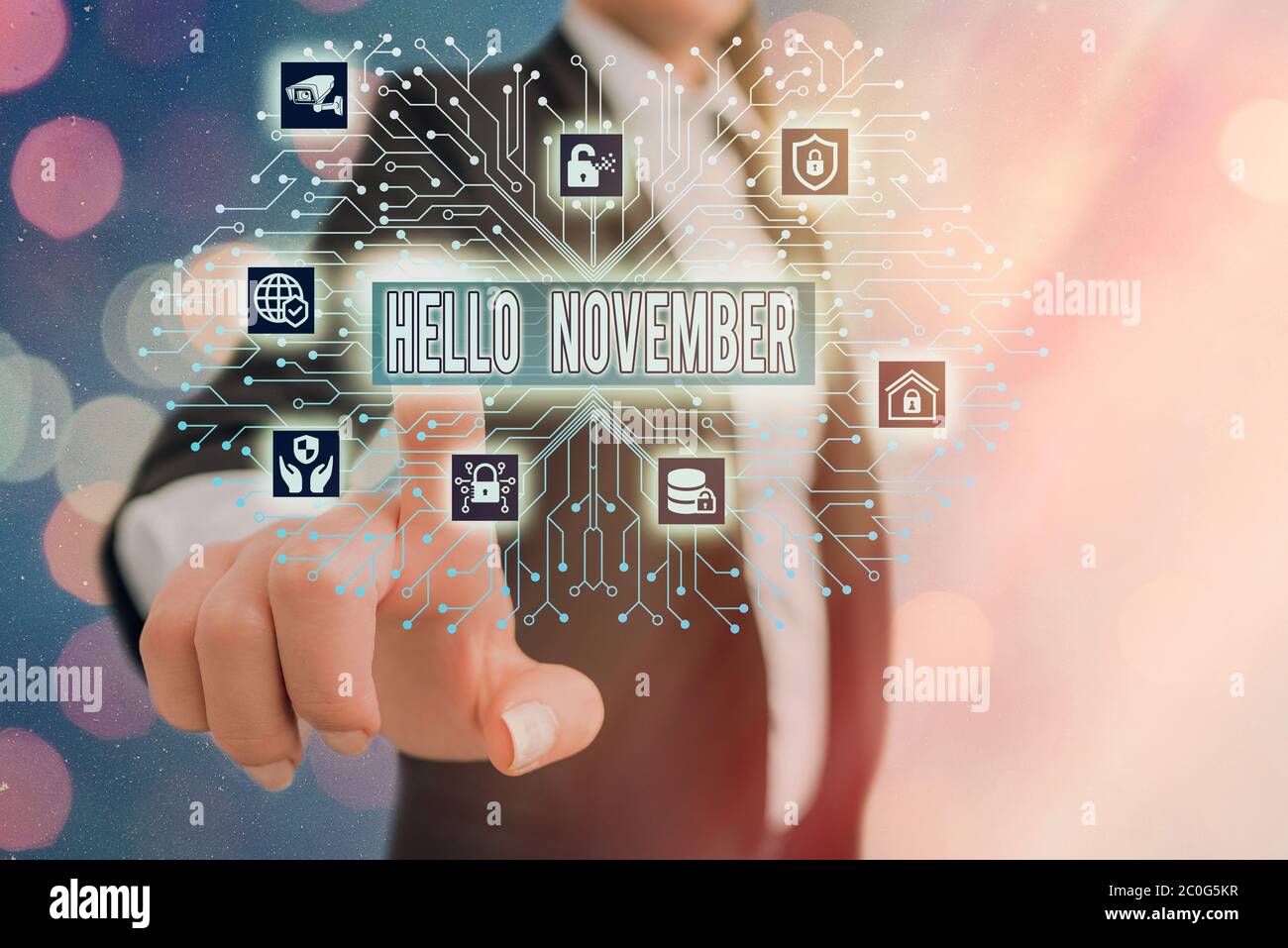 Writing note showing Hello November. Business concept for greeting used ...