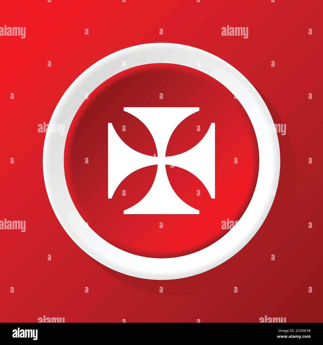 Maltese cross icon on red Stock Photo - Alamy