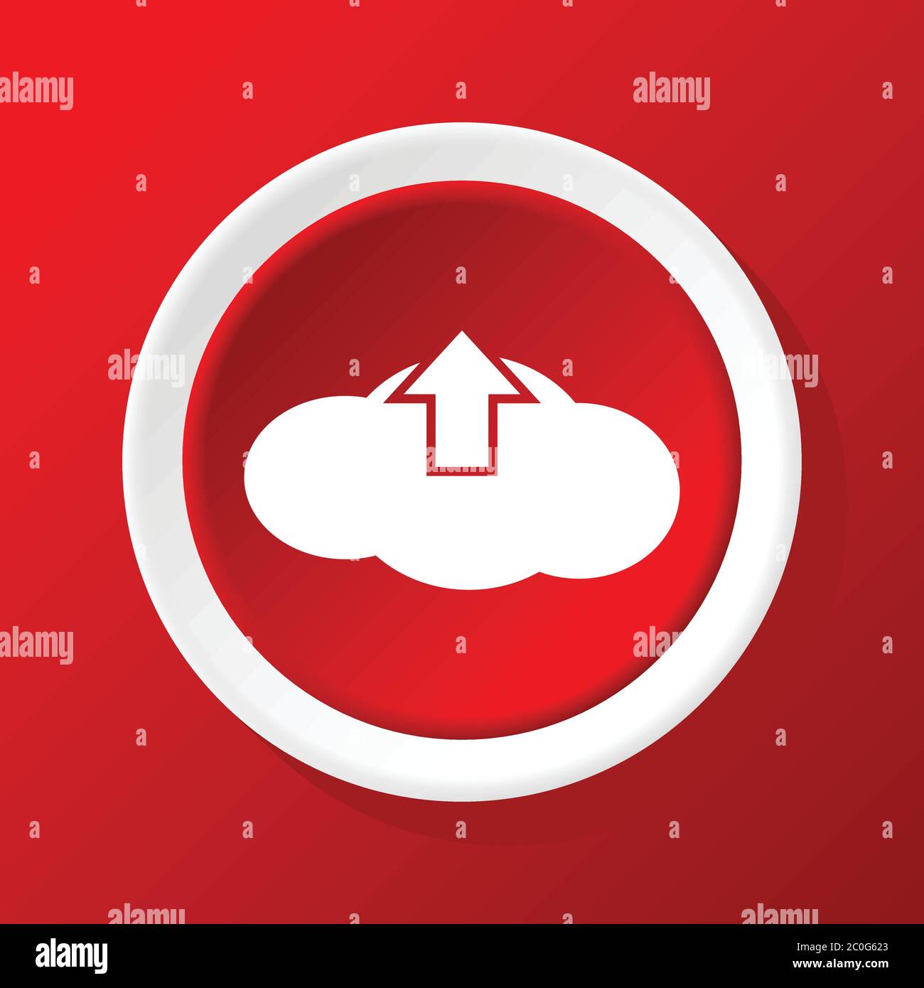 Cloud upload icon on red Stock Photo - Alamy
