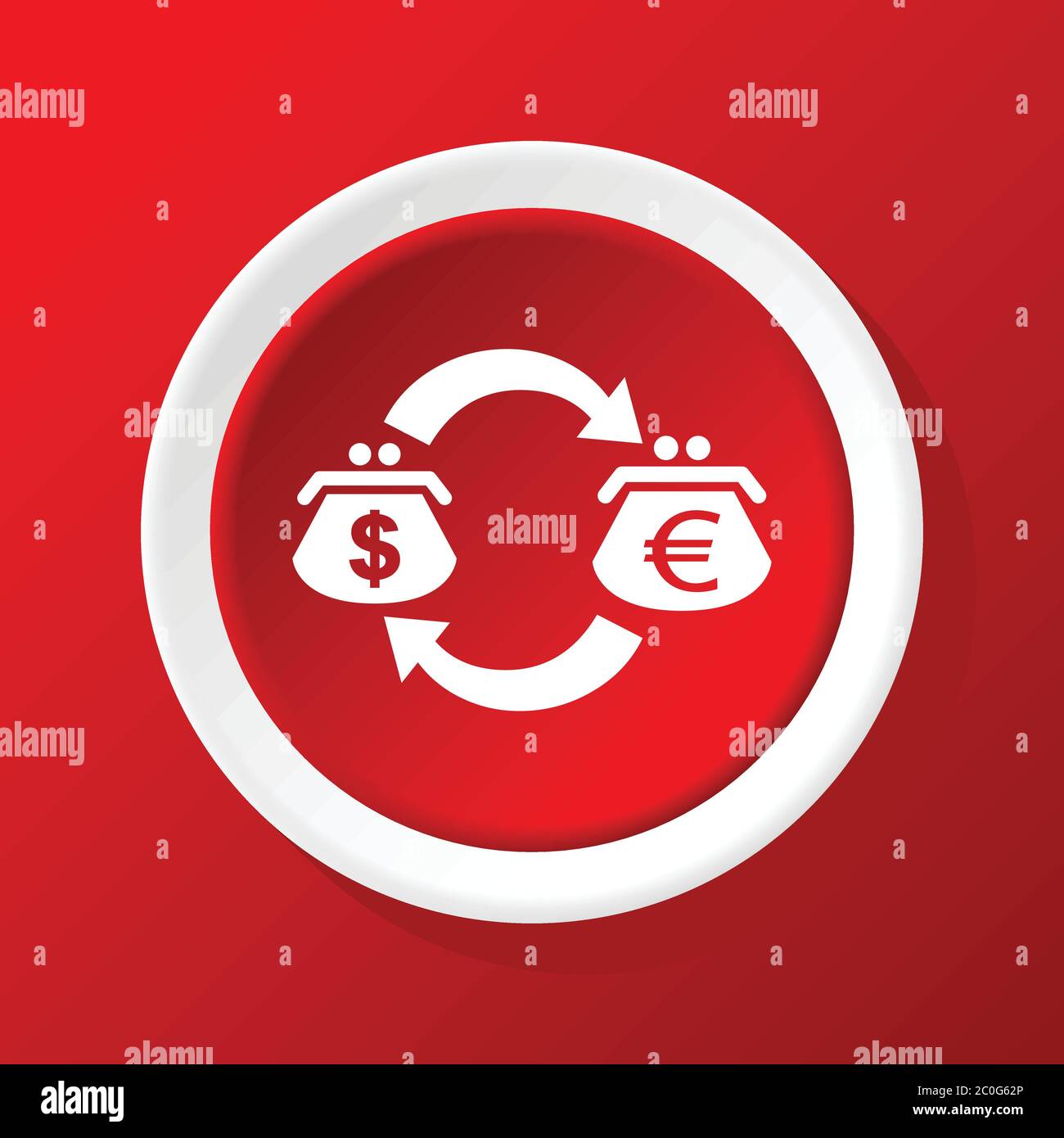 Dollar-euro exchange icon on red Stock Photo - Alamy