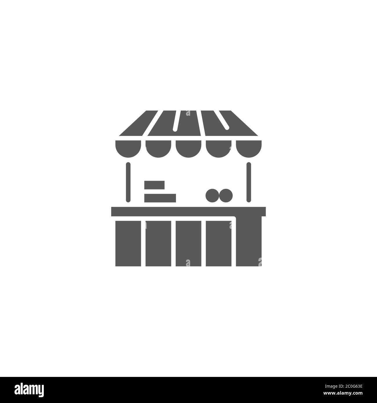 Farmers market stall vector icon symbol isolated on white background ...