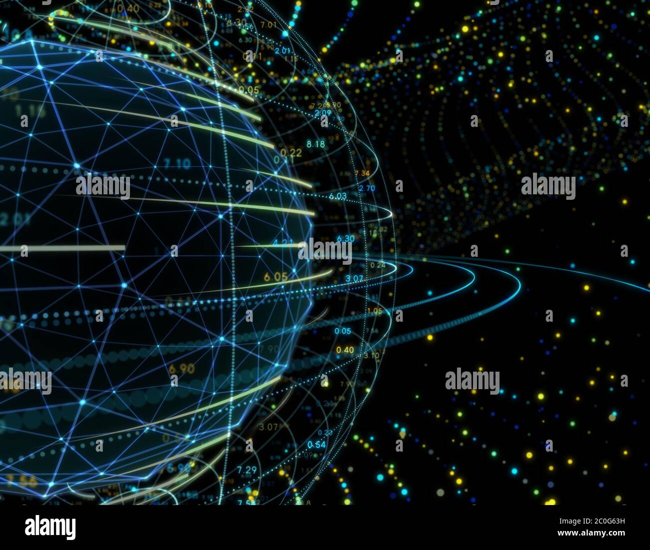 Technology particle planet, data transmission Stock Photo - Alamy