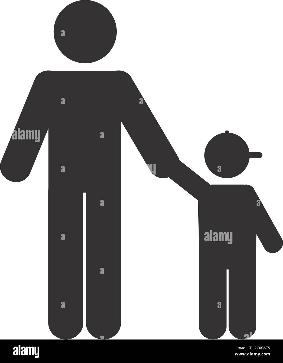 pictogram man with a boy over white background, silhouette style ...