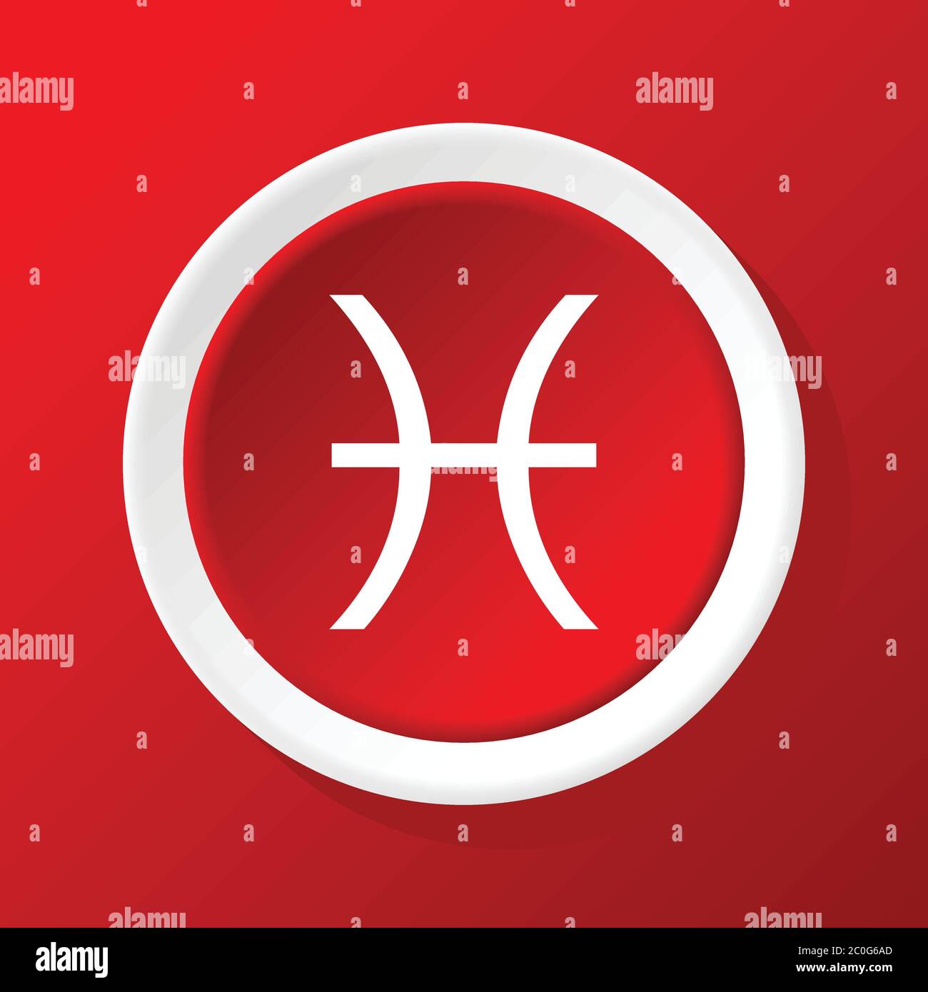 Pisces icon on red Stock Photo - Alamy