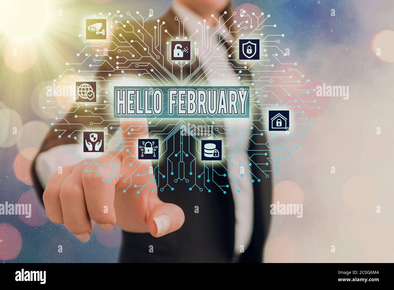 Writing note showing Hello February. Business concept for greeting used ...