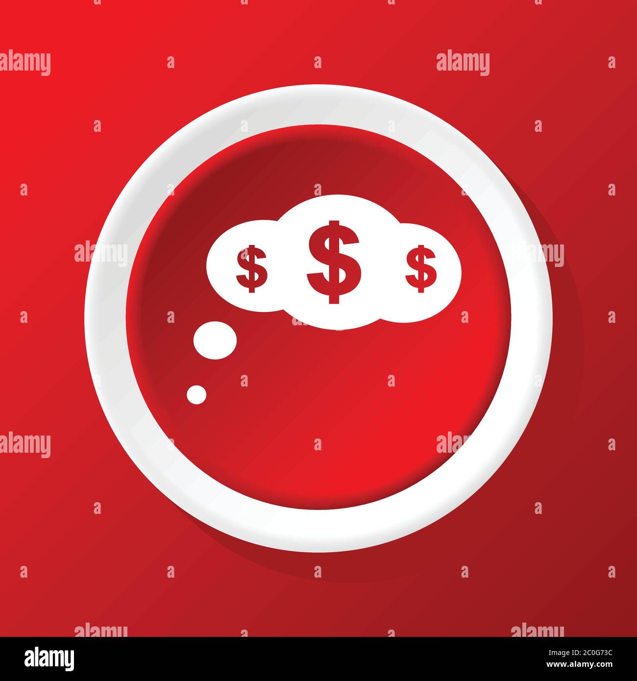 Money thinking icon on red Stock Photo - Alamy
