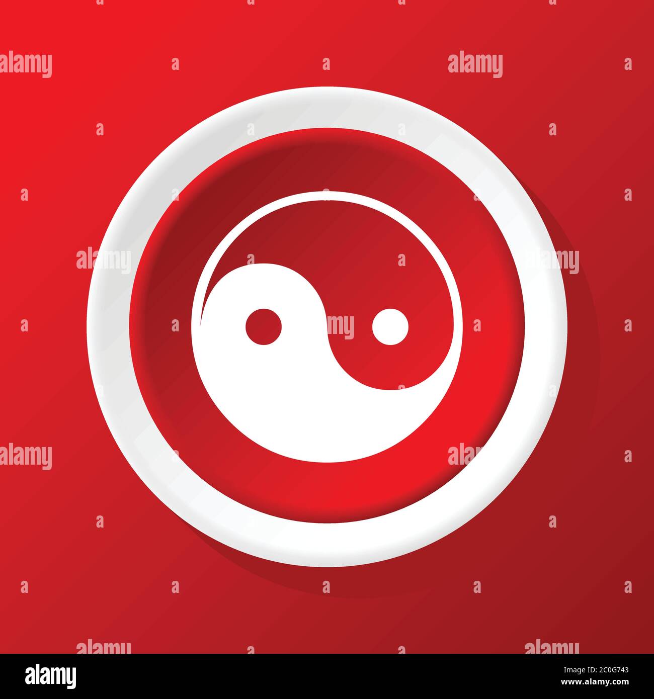 Ying yang icon on red Stock Photo - Alamy