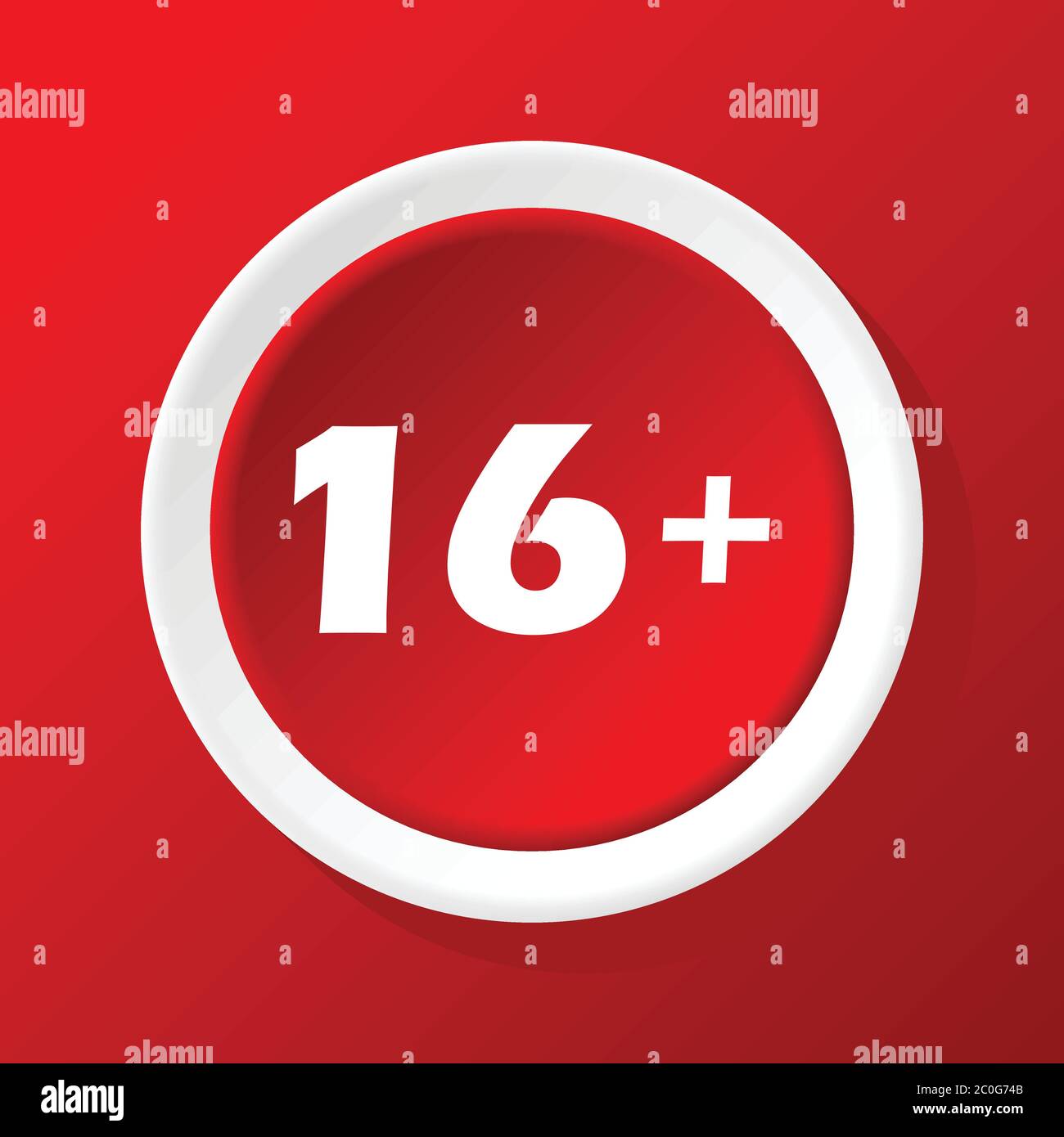 Age restriction icon on red Stock Photo - Alamy