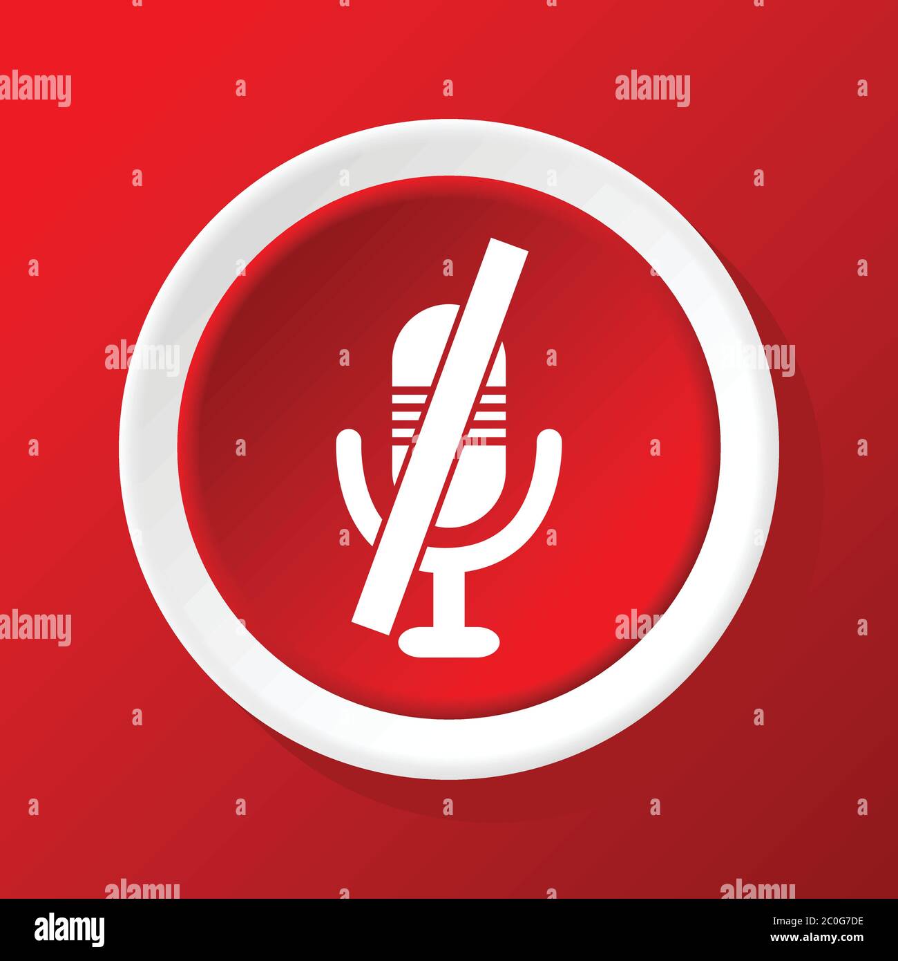 Muted microphone icon on red Stock Photo - Alamy