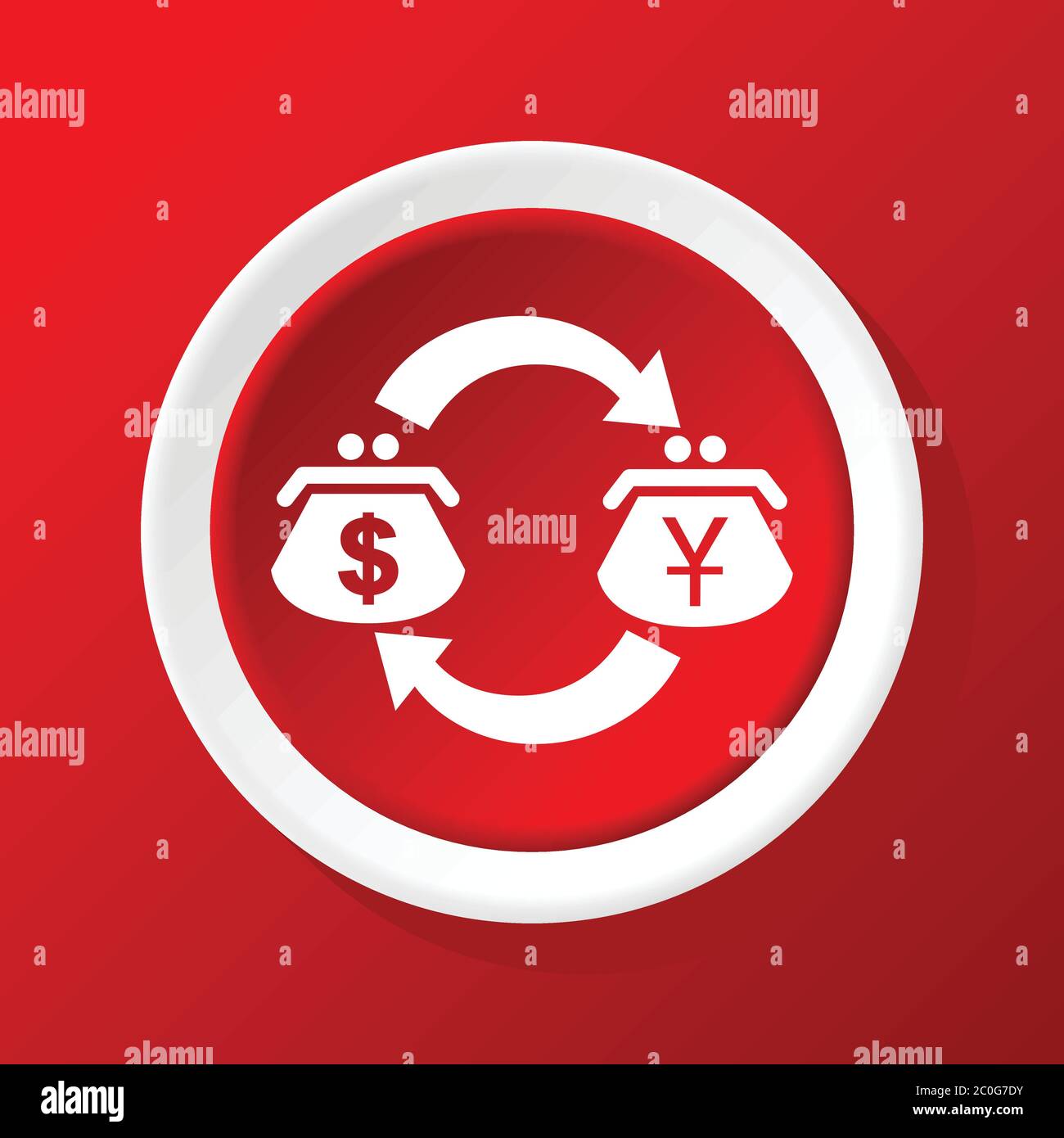 Dollar-yen exchange icon on red Stock Photo - Alamy