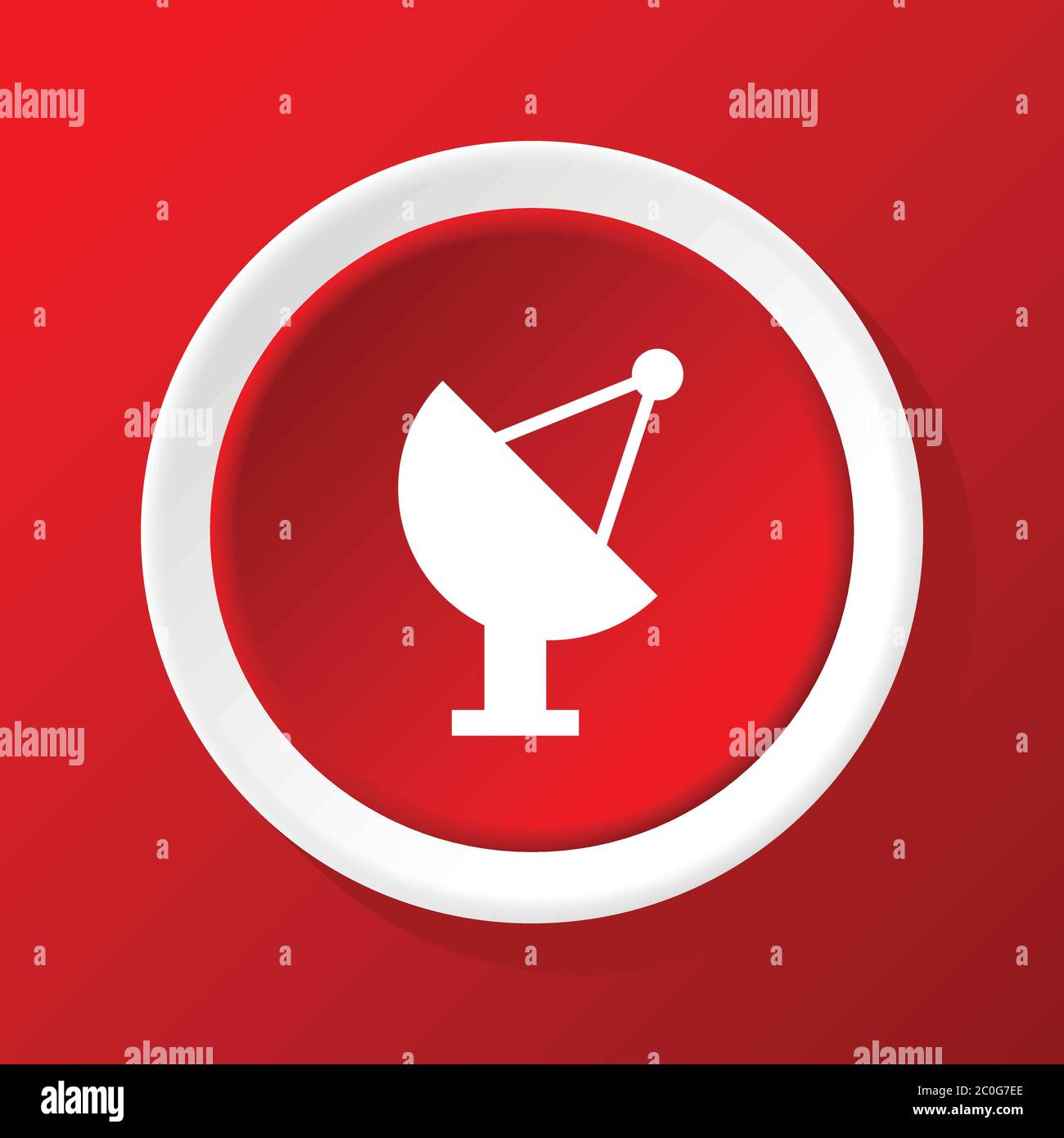 Satellite dish icon on red Stock Photo - Alamy