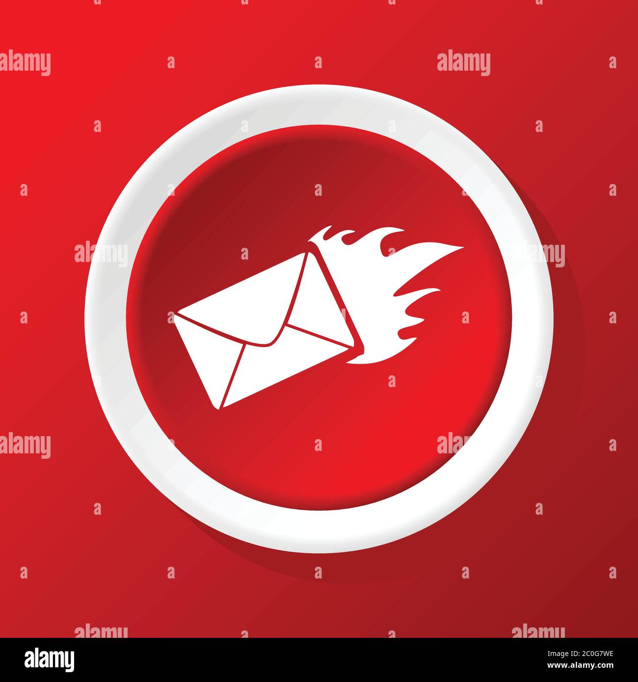 Burning envelope icon on red Stock Photo - Alamy