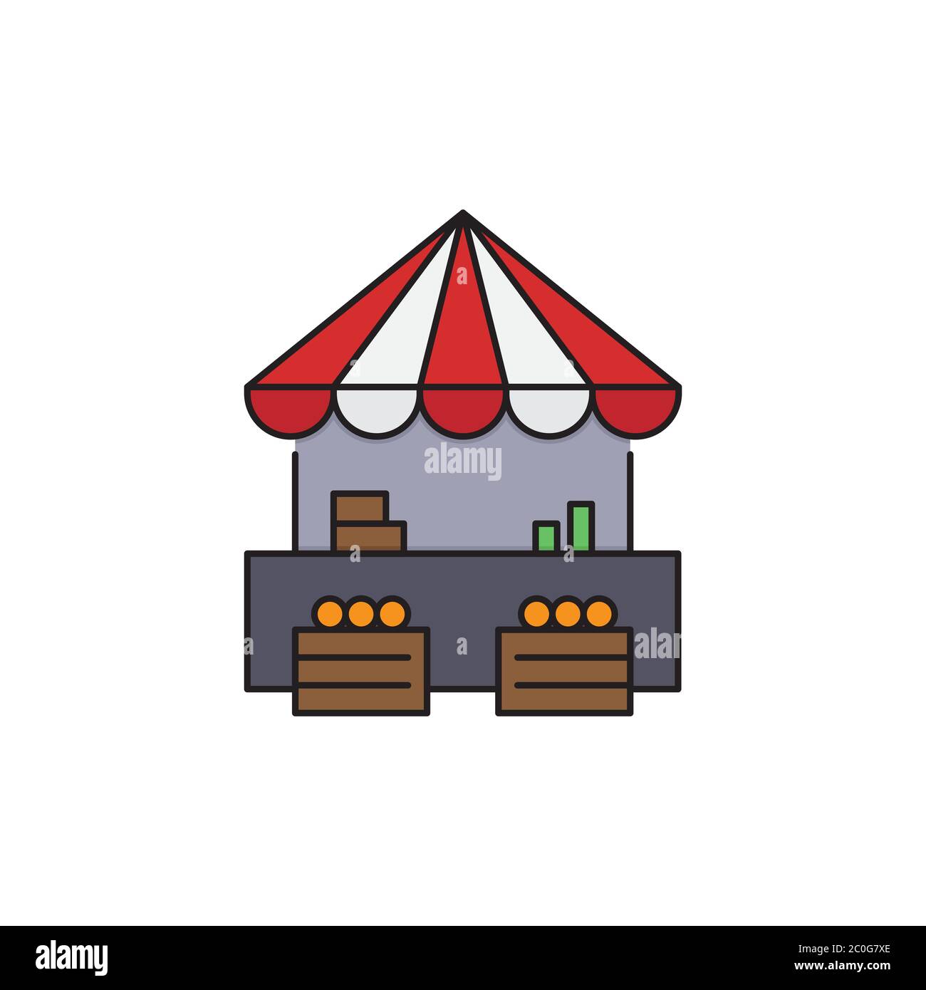 Farmers market stall vector icon symbol isolated on white background ...