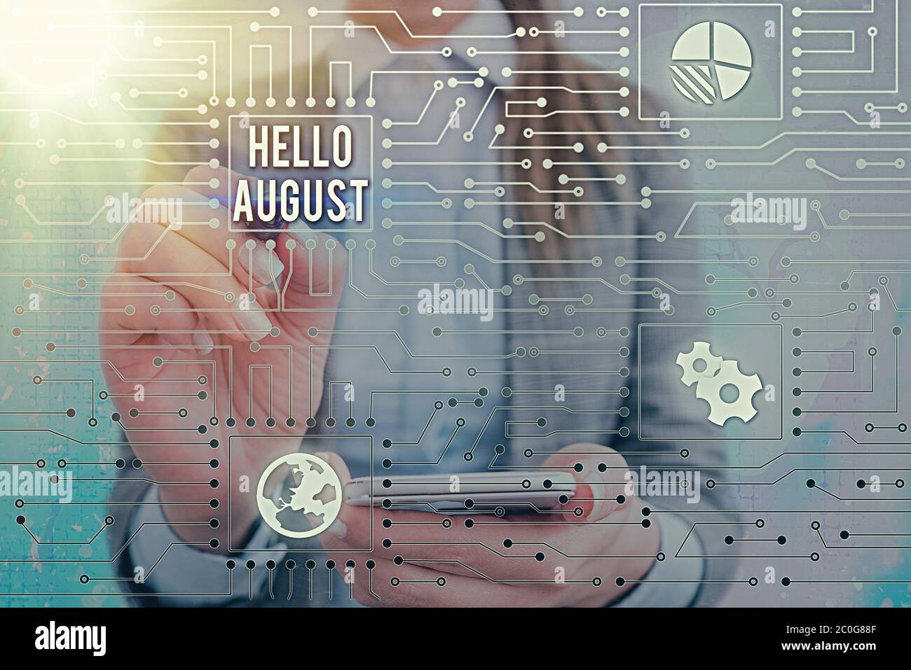 Text sign showing Hello August. Business photo text a positive greeting ...