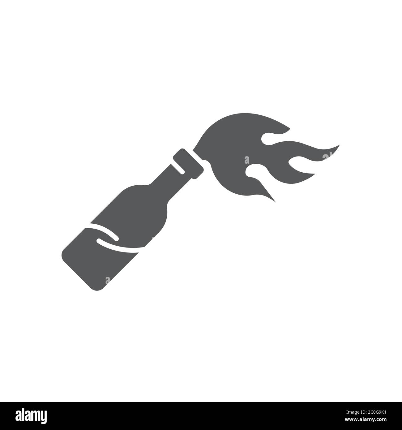 Fire cocktail bottle or molotov vector icon symbol weapon isolated on ...