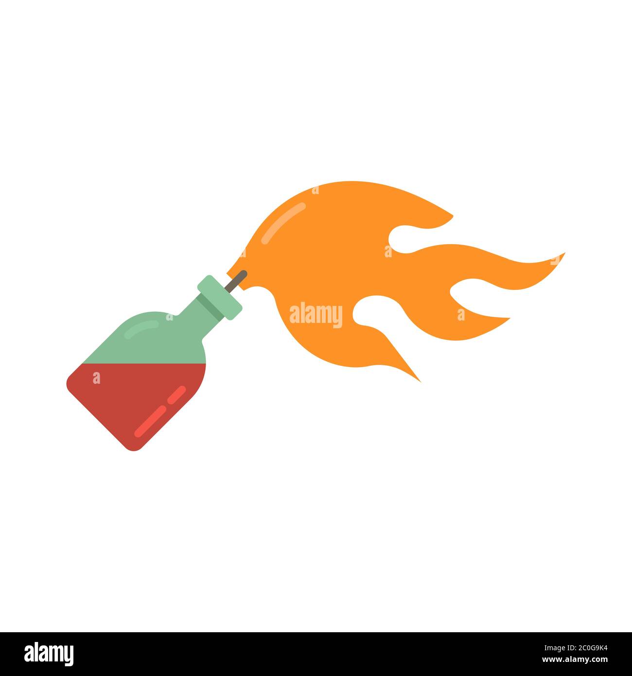 Fire cocktail bottle or molotov vector icon symbol weapon isolated on ...
