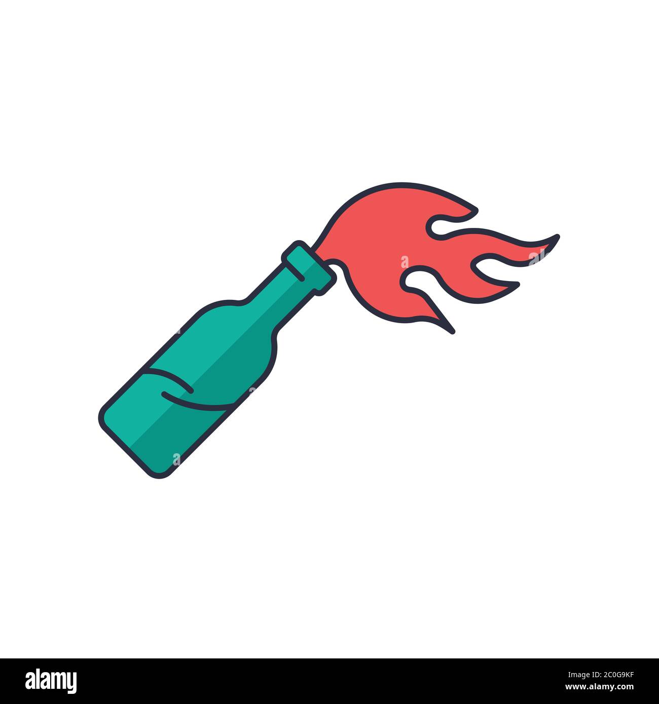 Fire cocktail bottle or molotov vector icon symbol weapon isolated on ...