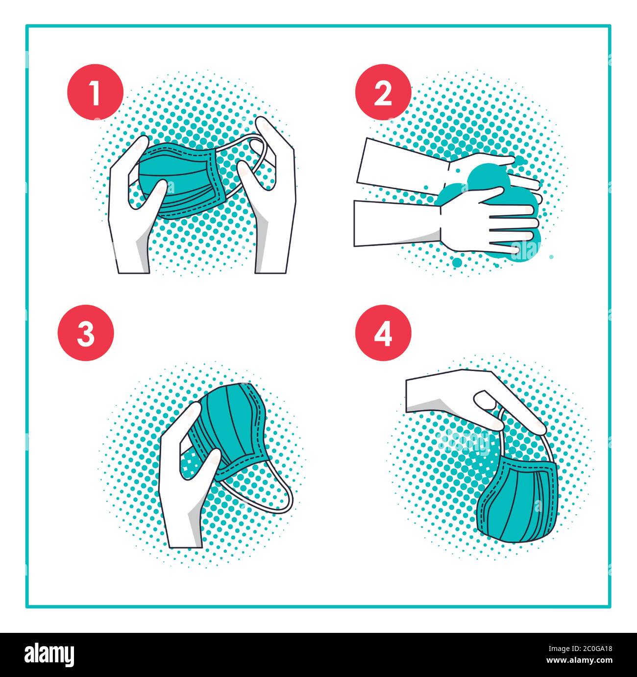 how to remove the surgical mask covid19 infographic vector illustration ...