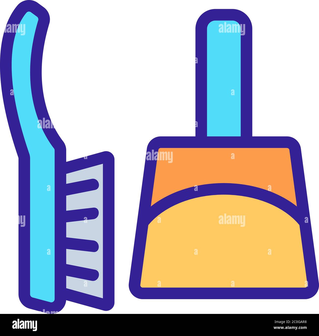 dustpan and brush for brushing dust icon vector outline illustration ...