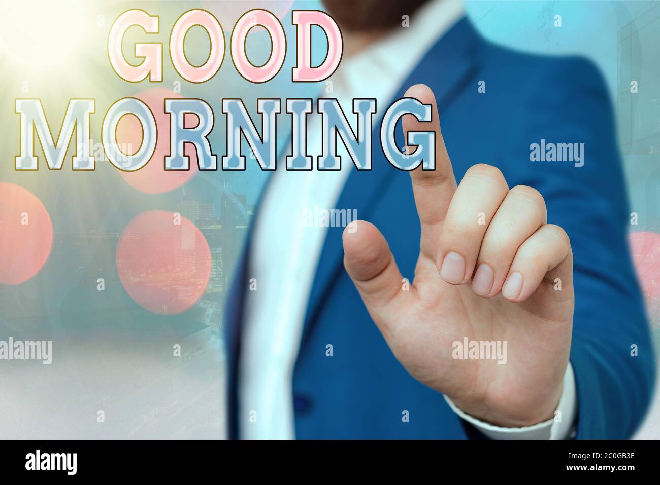 Text sign showing Good Morning. Business photo showcasing happy day ...