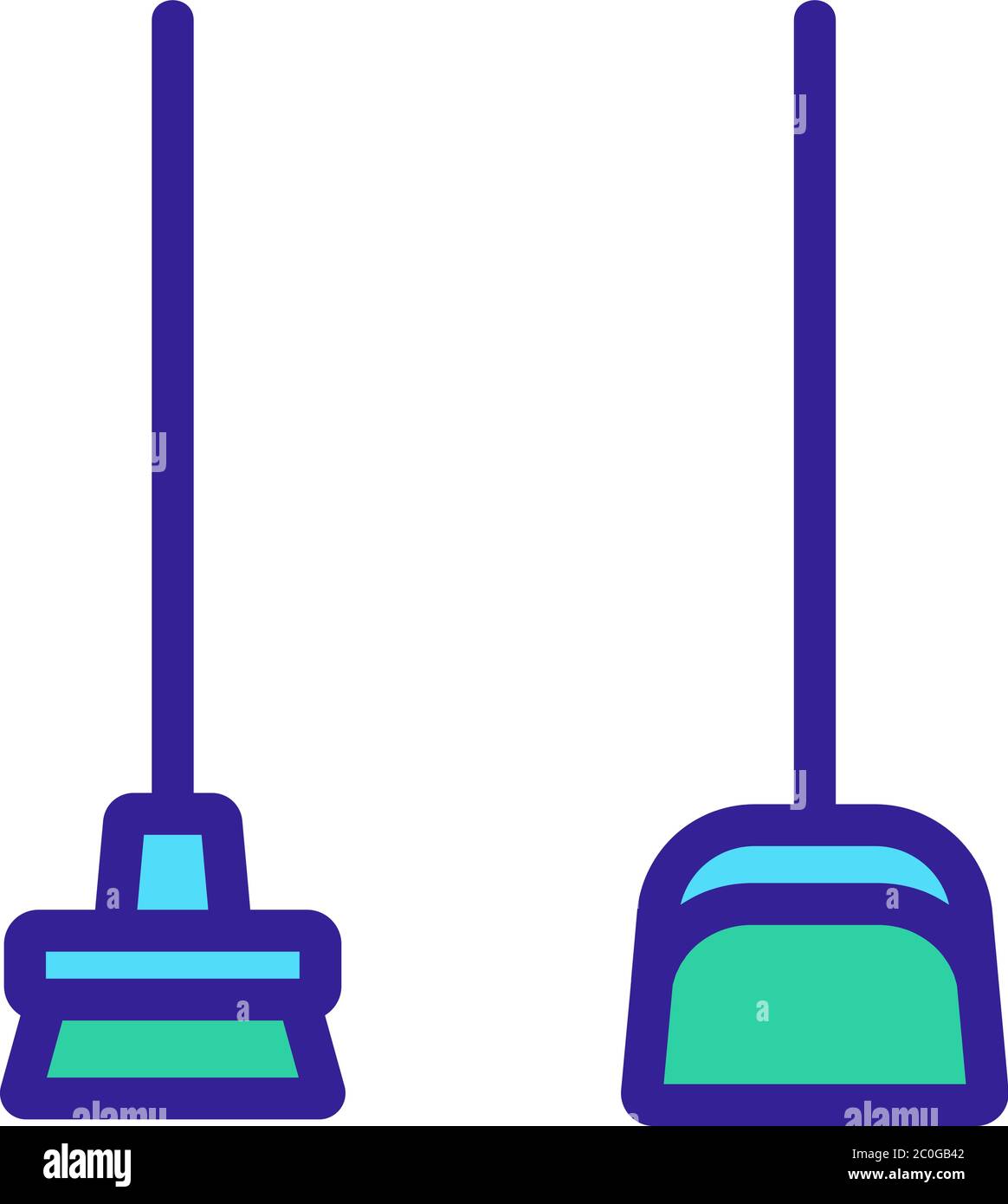 dustpan and broom icon vector outline illustration Stock Vector Image ...