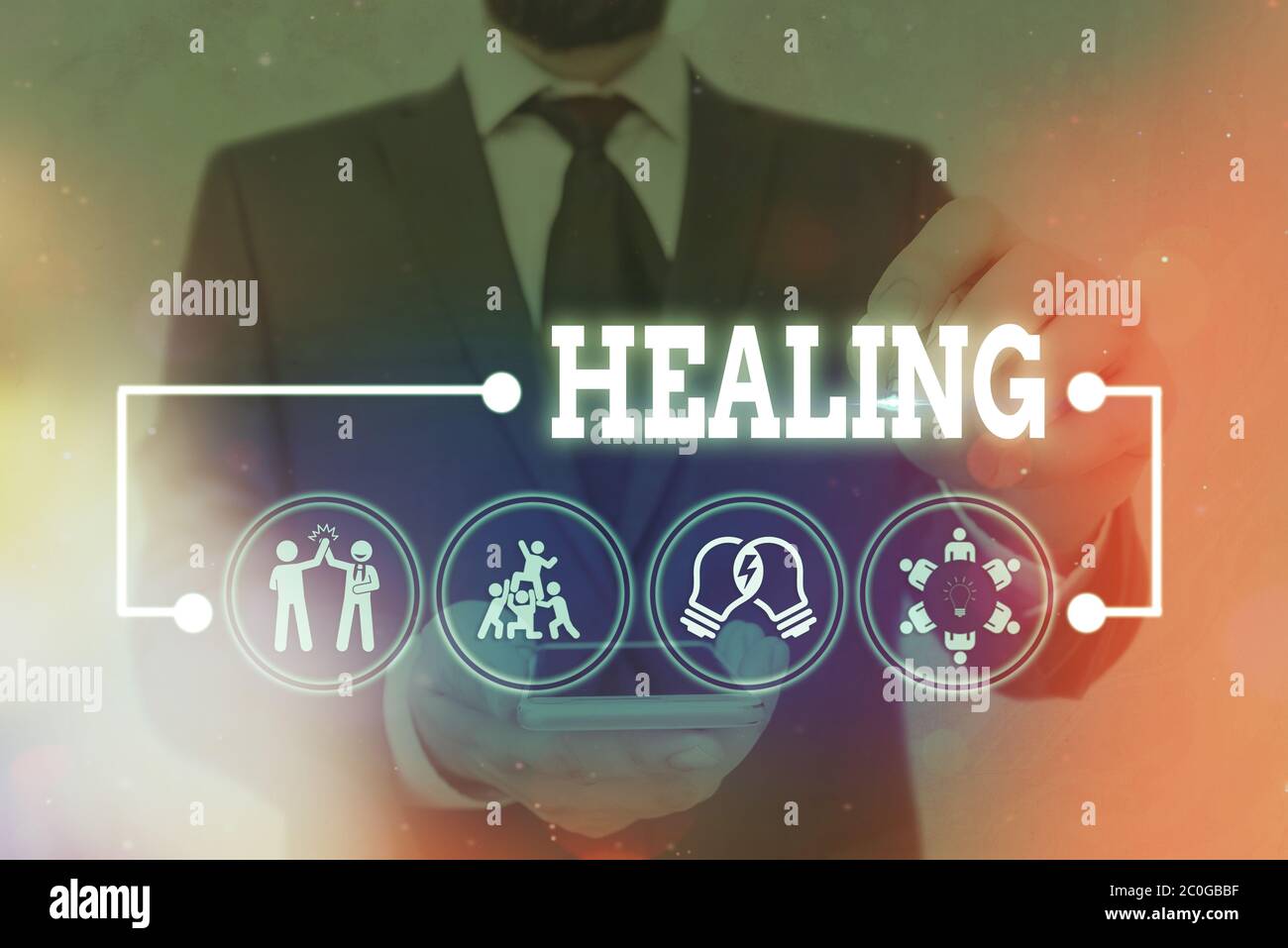 Handwriting text Healing. Conceptual photo process of the restoration ...