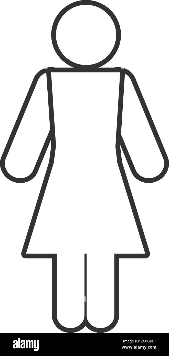 pictogram woman icon over white background, line style, vector ...