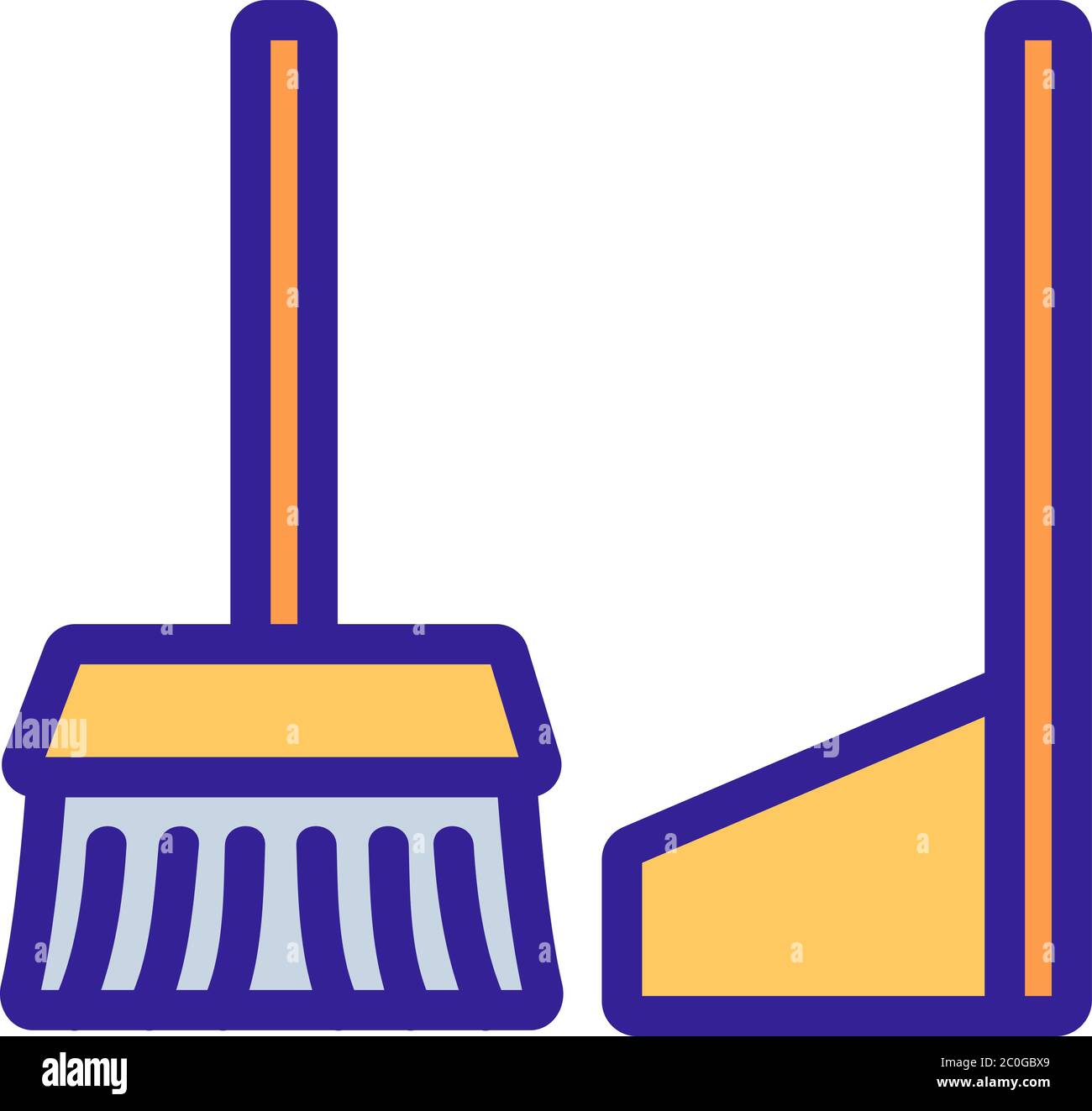 dustpan and brush for clean room icon vector outline illustration Stock ...