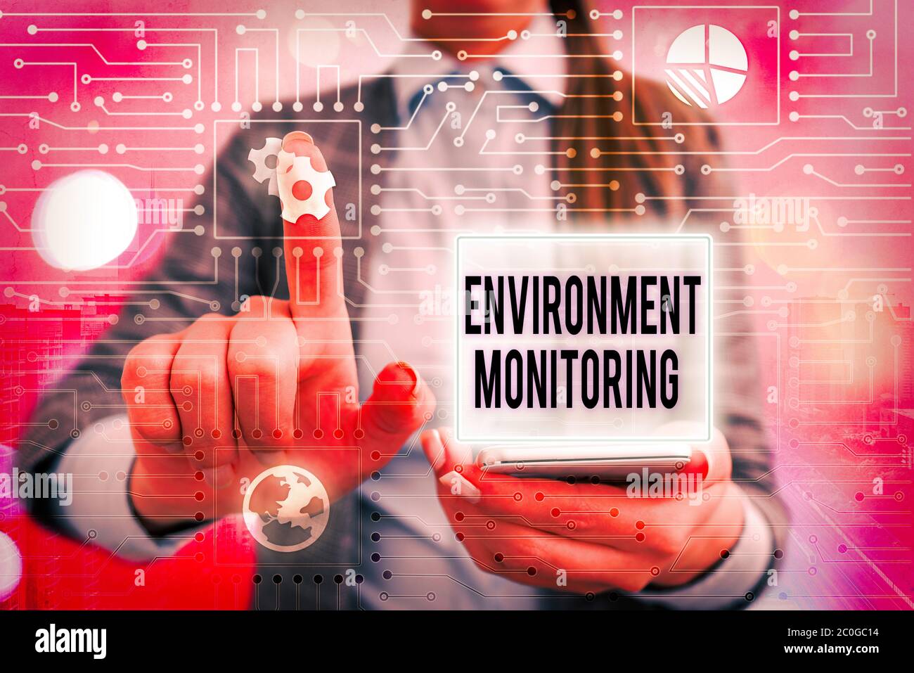 Handwriting text writing Environment Monitoring. Conceptual photo basis ...