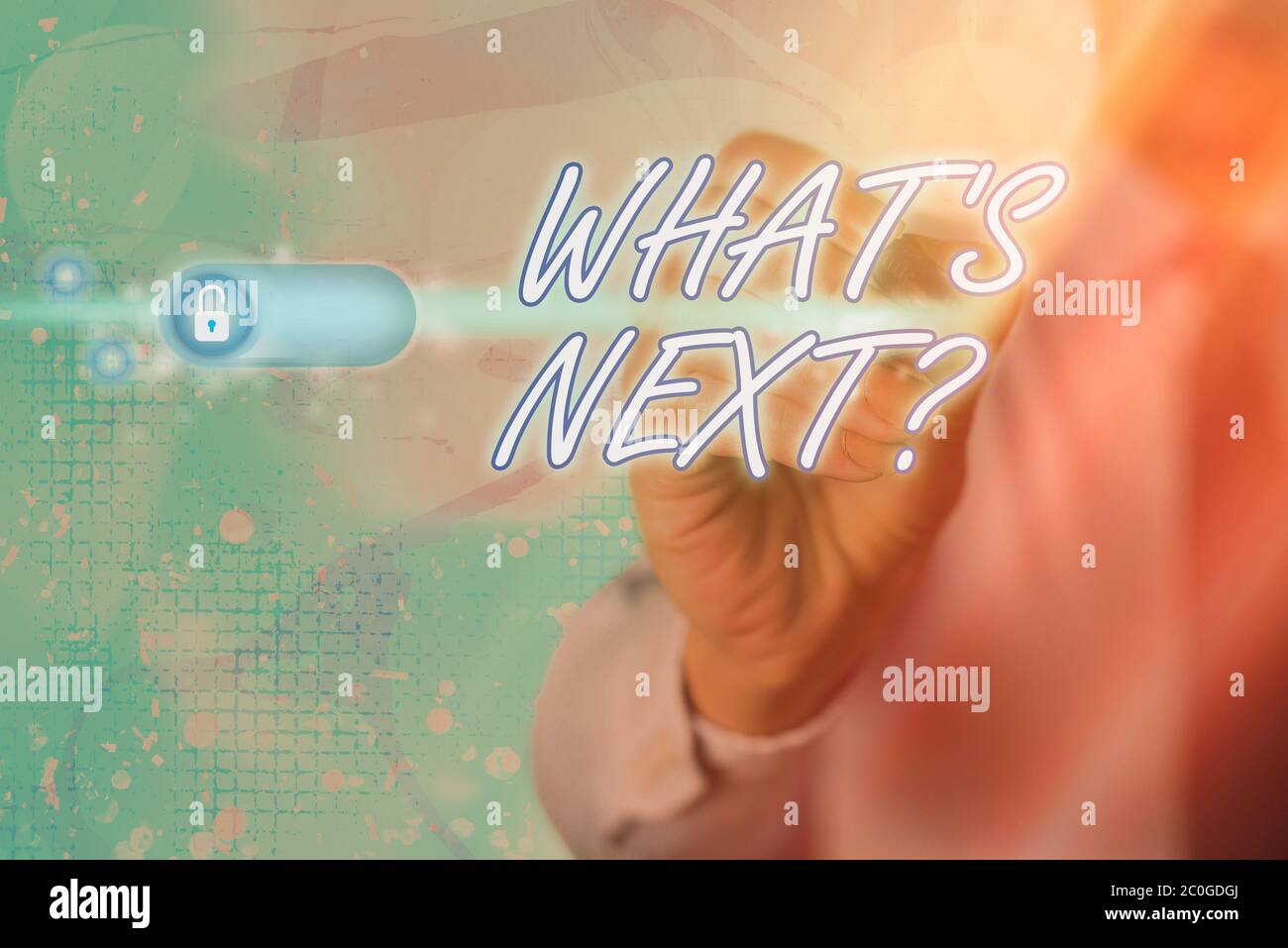 Writing note showing Whats Next Question. Business concept for ...