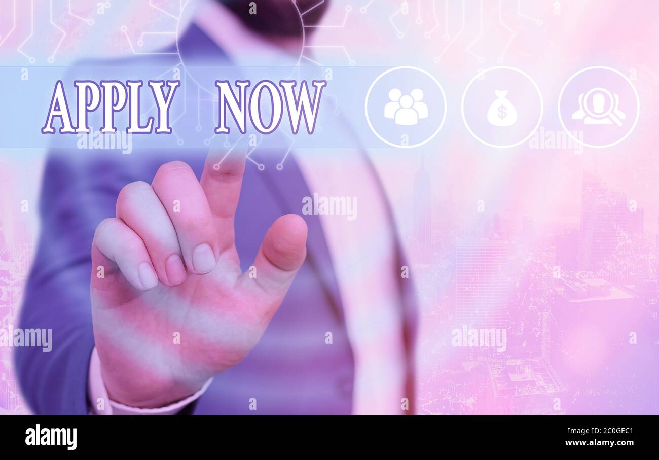 Conceptual hand writing showing Apply Now. Concept meaning urging ...