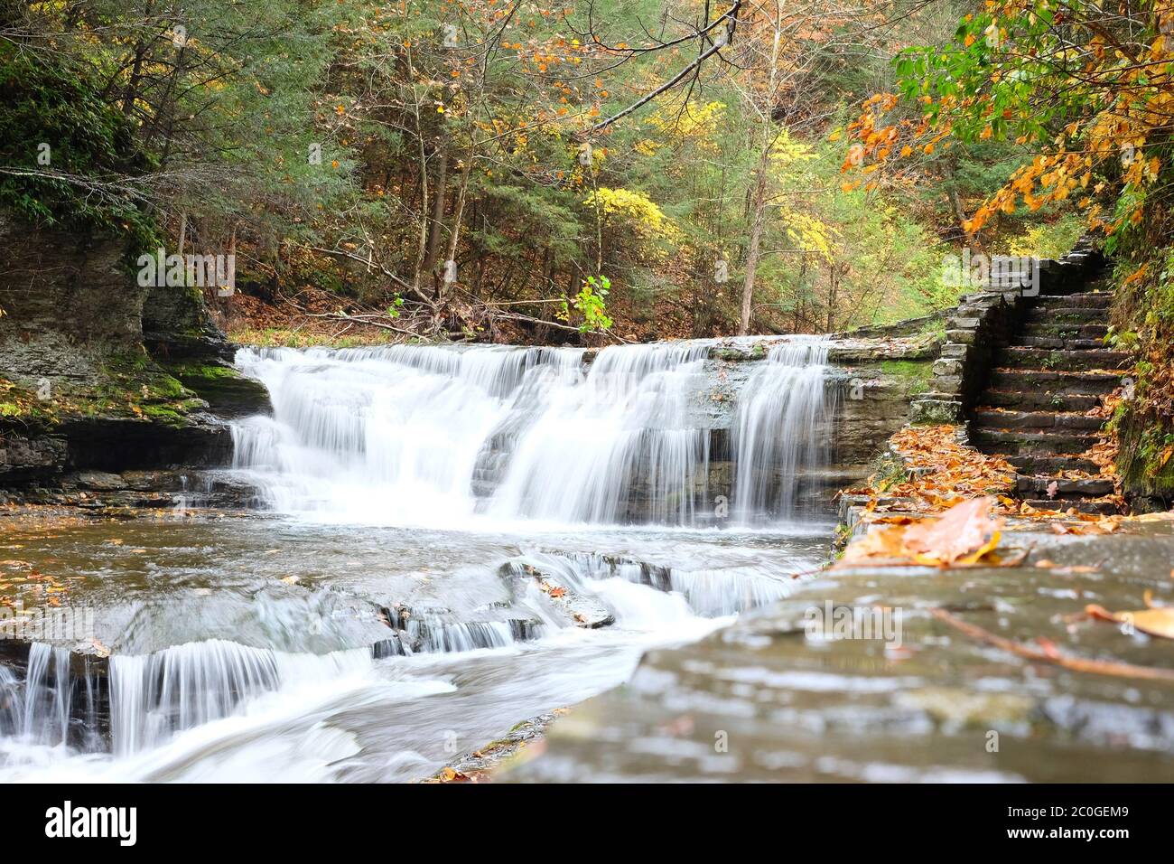 Autumn scene of waterfalls Stock Photo - Alamy