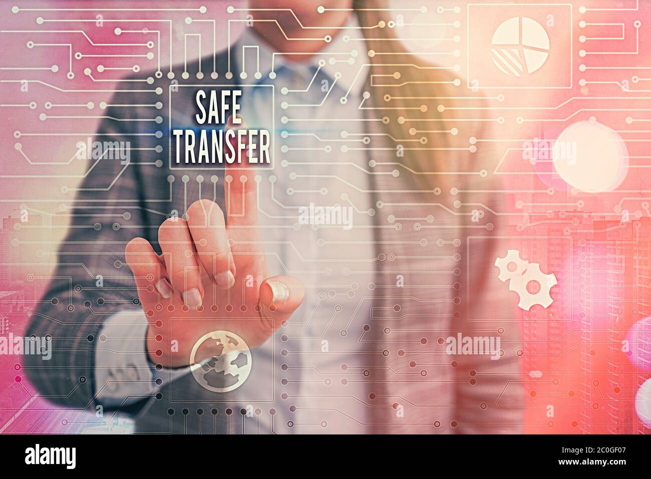 Text sign showing Safe Transfer. Business photo text transmitting the ...