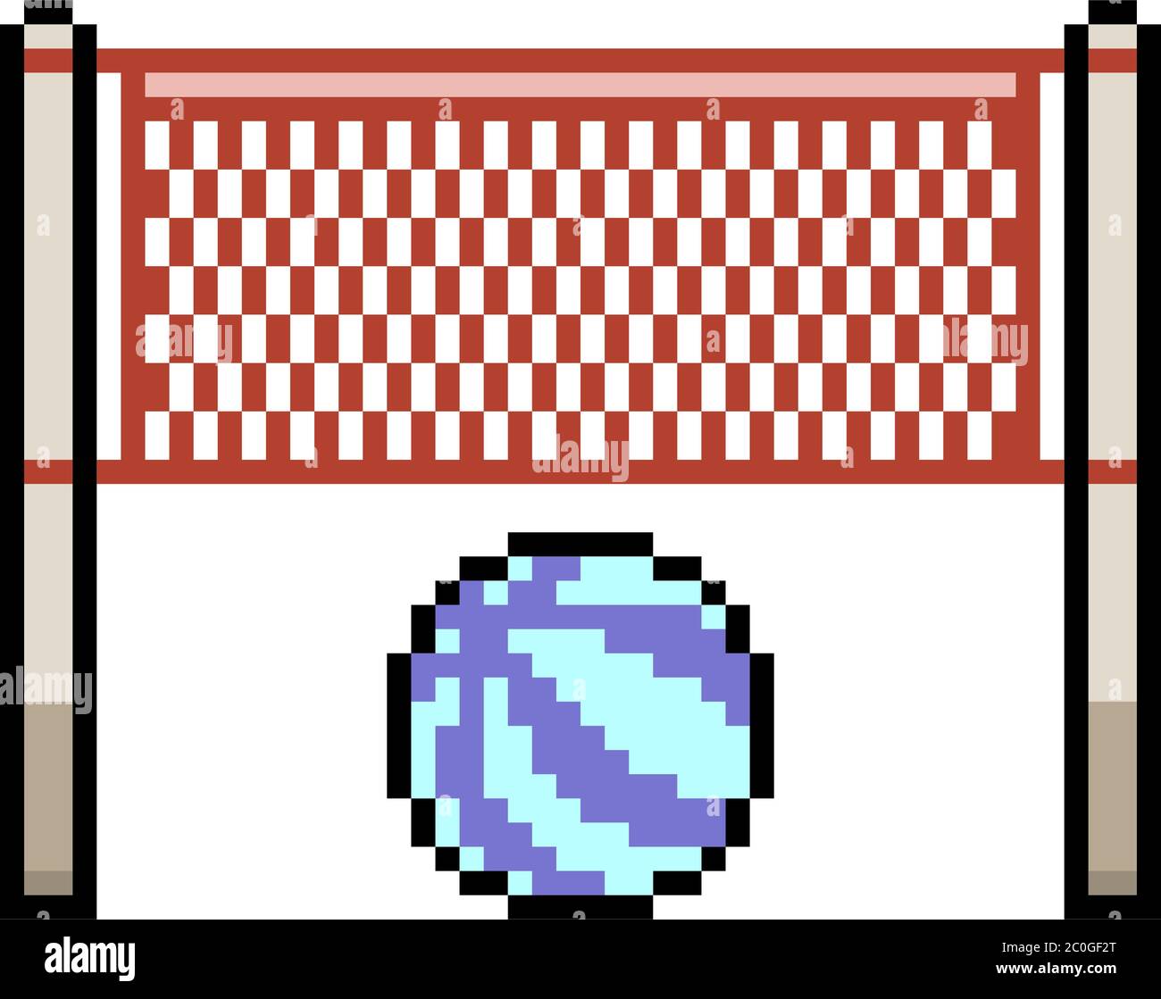vector pixel art volleyball beach isolated cartoon Stock Vector Image ...